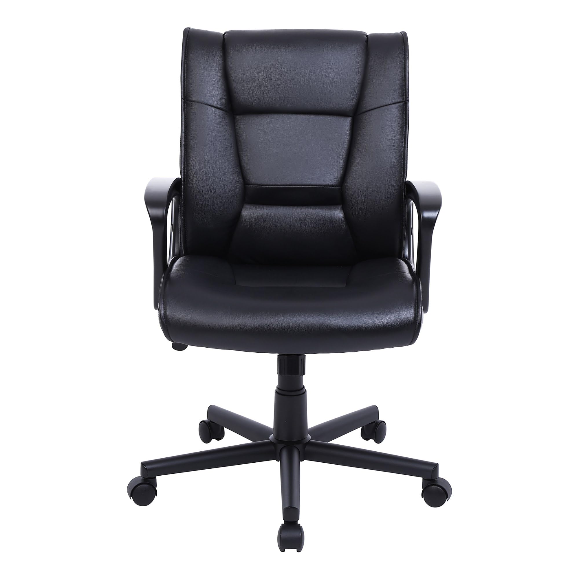 RealspaceĀ® Rezzi Vegan Leather Mid-Back Manager Chair, Black