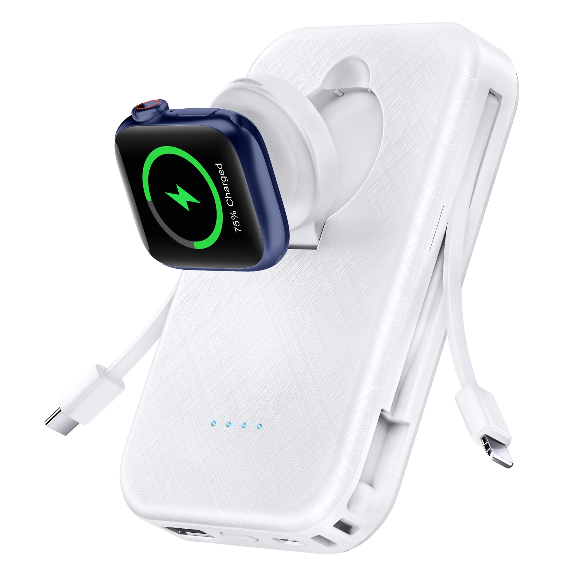 RORRY Portable Apple Watch Charger,10000mAh Fast Charging Power Bank with Built-in Cable, Compatible with Apple Watch Series 9/Ultra2/8/Ultra/7/6/Se/5/4/3/2/, iPhone 15/14/13/12/11/XS/X/8