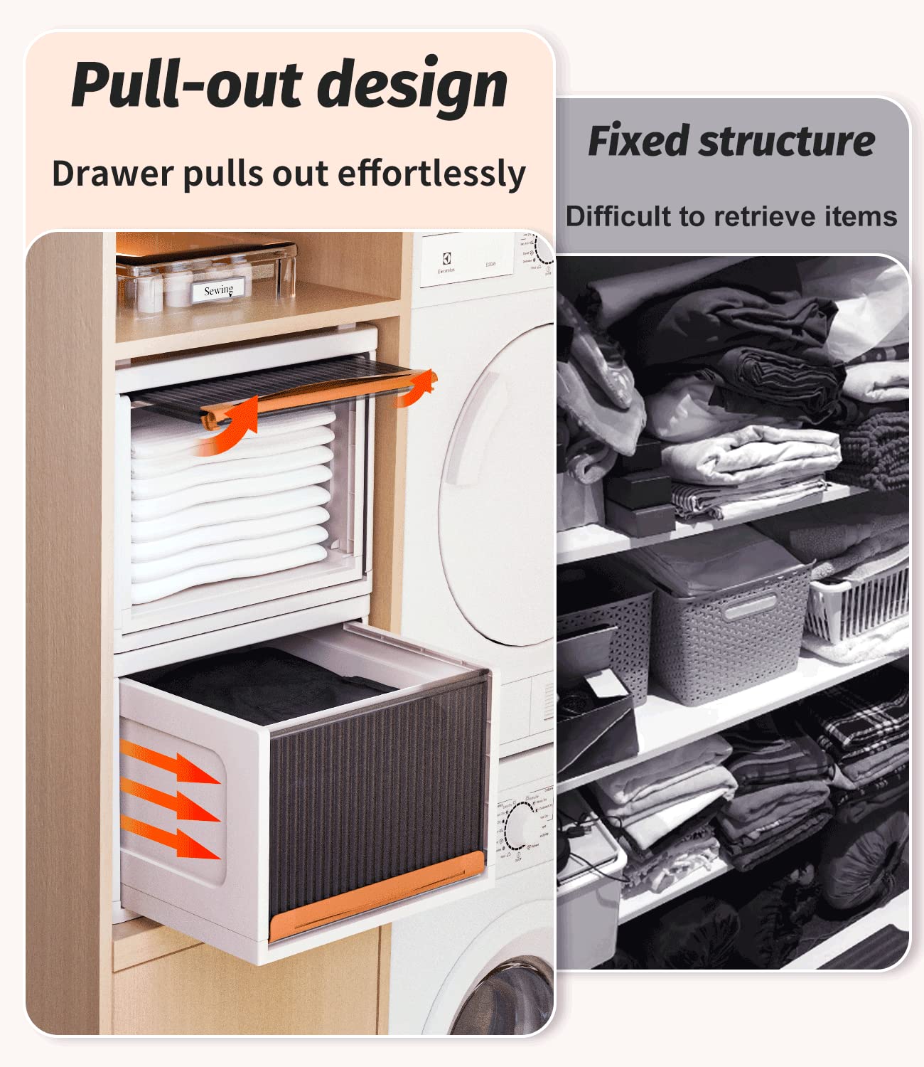 oyenbboi Stackable Storage Drawers, 15Qt Closet Organizers And Storage Bins, Plastic Storage Bins With Drawers, Closet Organizer Bins, 1 Pack
