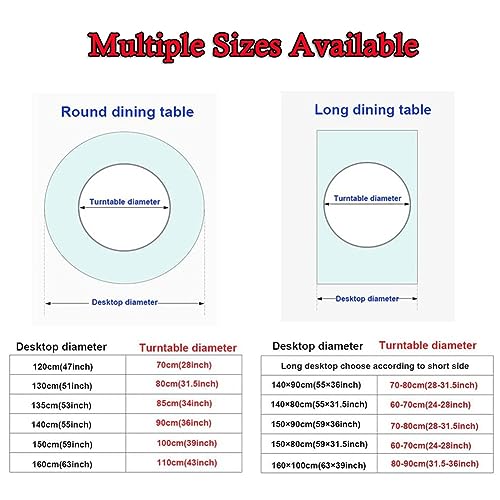 Round Lazy Susan Turntable, Large Tempered Glass Rotating Tray 360° Smooth Rotating Transparent Serving Plate with 6 Auxiliary Wheels (Size : 90cm/35in)