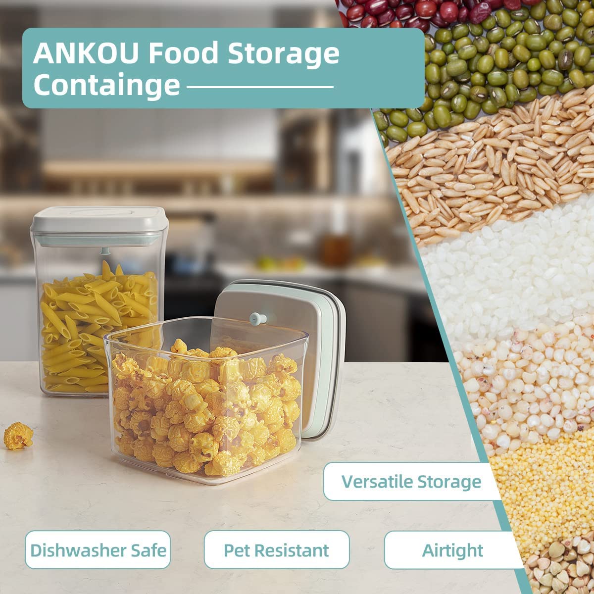 Vivostore Airtight Food Storage Containers with Airtight Lids Set - 2 PC Set 1.5 QT&0.5QT - BPA Free - Push to Open Design 100percent Leakproof Plastic Storage Containers. 500ML 1500ML