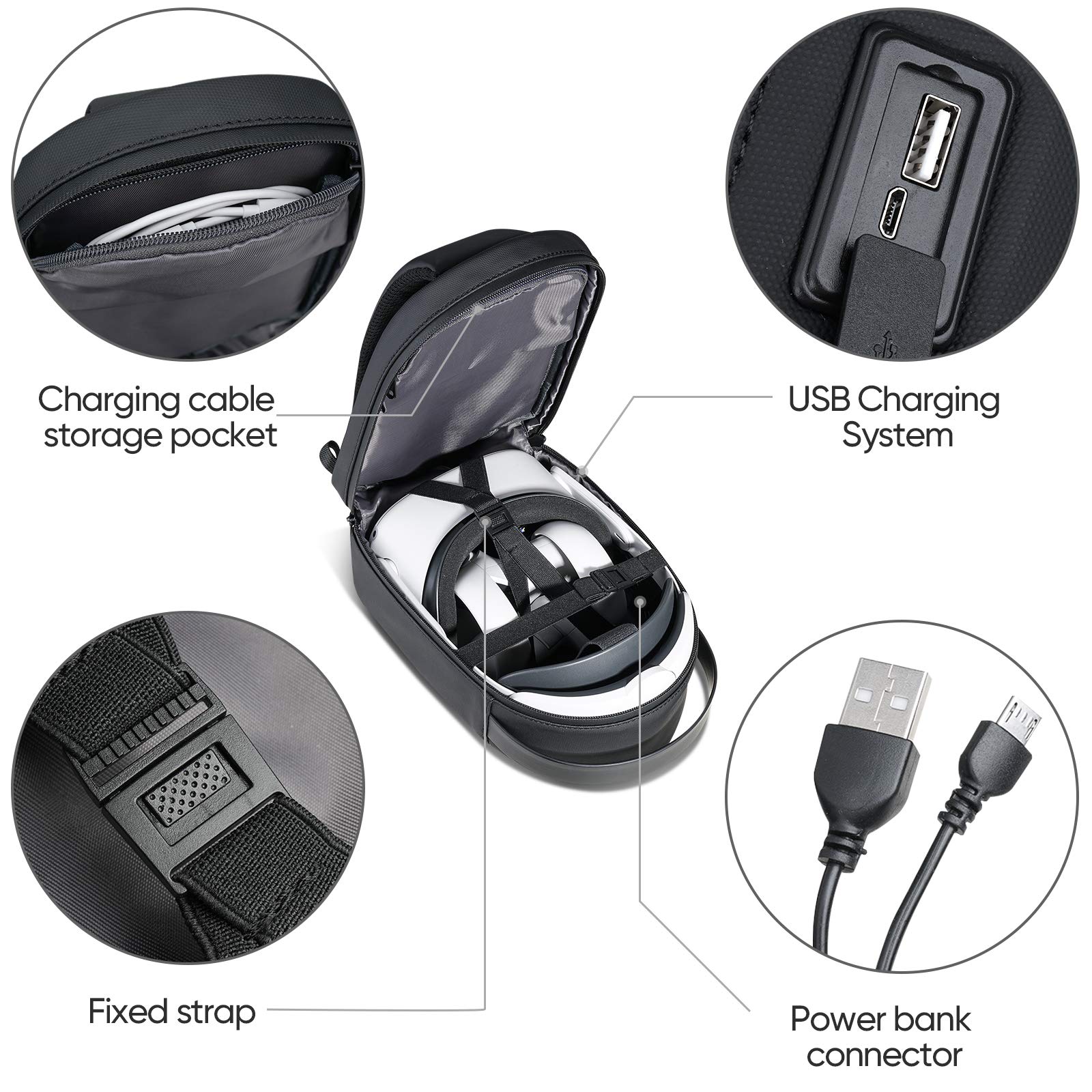 SARLAR Hard Chest Shoulder Backpack for Oculus Quest 2 VR Gaming Headset and Touch Controller Aessories, Includes Accessories Such as in-Ear Headphones
