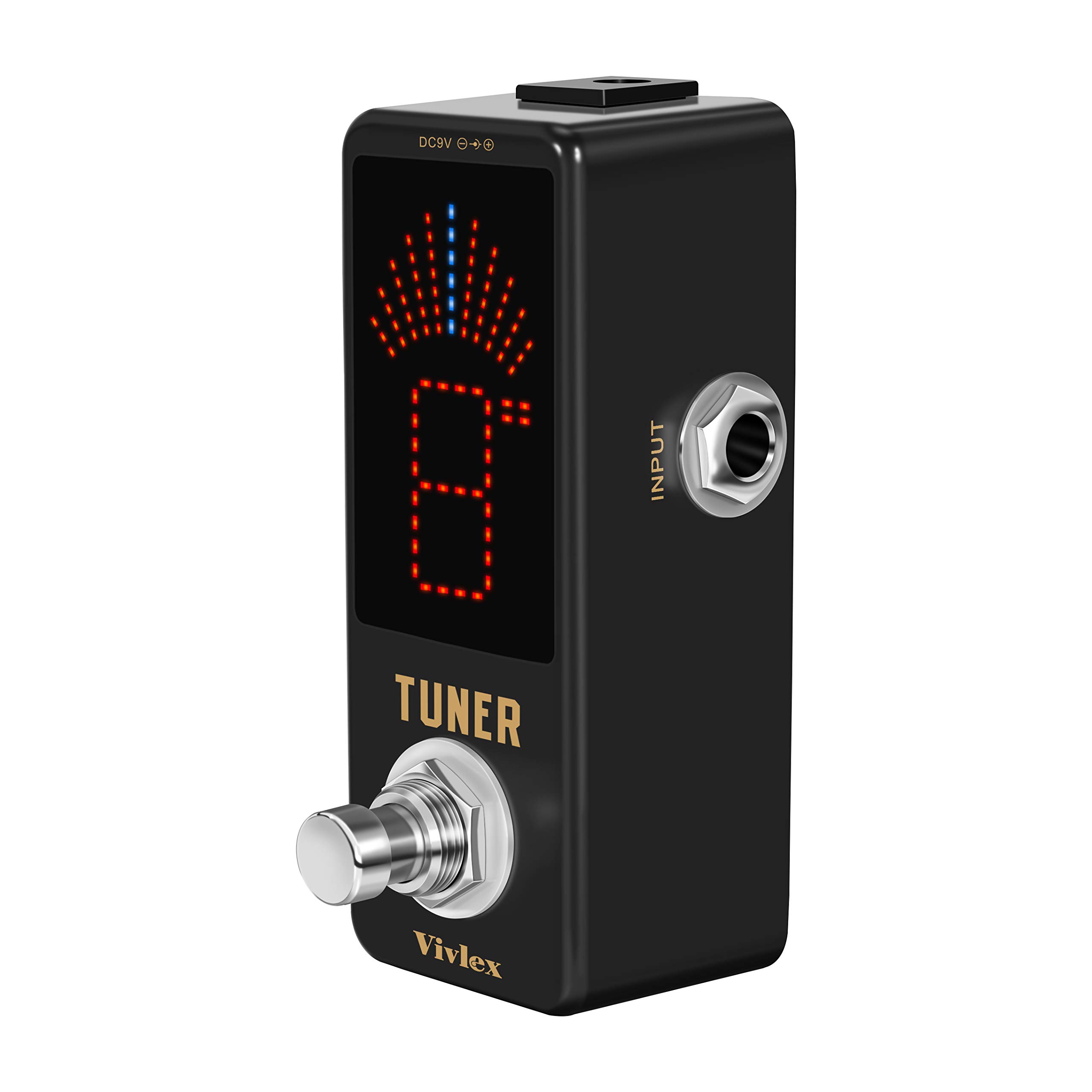 Vivlex Chromatic Tuner Pedal HD LED Display Mini Tuning Pedal for Guitar and Bass High Precision Full Metal Shell with True Bypass