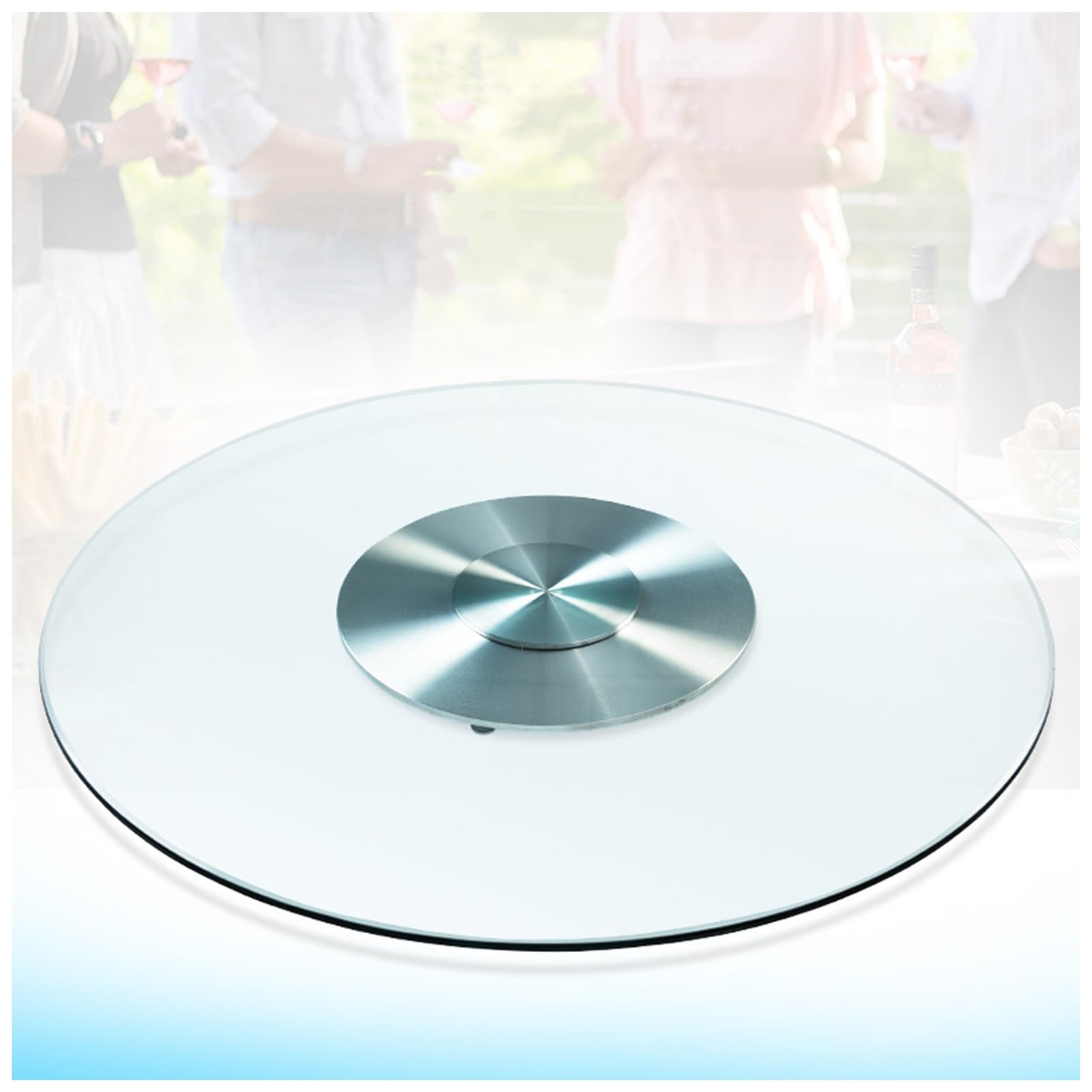 Round Lazy Susan Turntable, Large Dining Table Rotating Tray, Tempered Glass Spinning Serving Plate, Aluminum Alloy Base, Silent and Smooth (Color : Clear, Size : 60cm/24in)