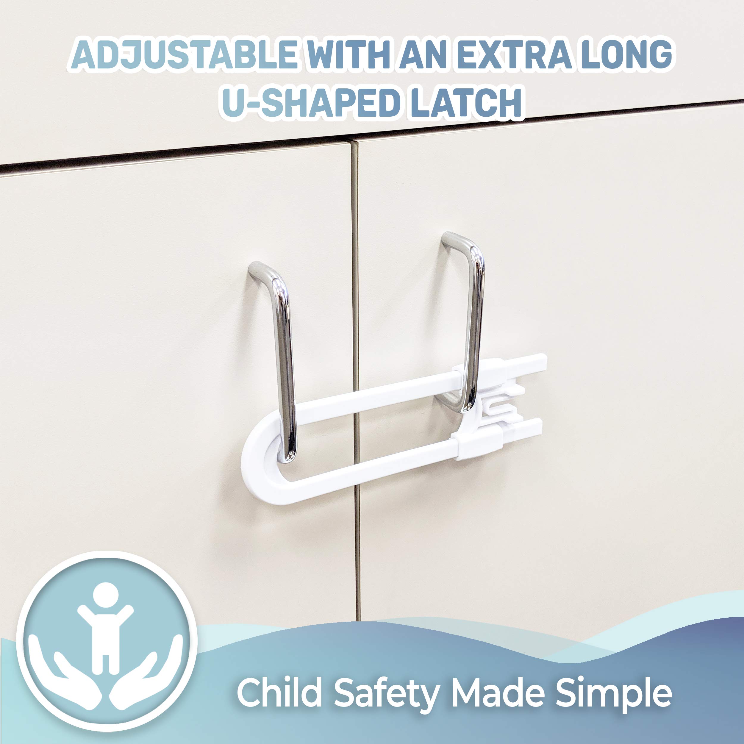 Safety Sliding Cabinet Lock (6-Pack) Easy to Use, Multi-Purpose Child Safety Lock, No Tools or Drilling Required, Best for Baby Proofing