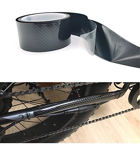 TURBOOST Bike Frame Protection Tape Sticker Vinyl Wrap Skin, MTB Bicycle Paint Chainstay Chain Guard Corner Protector Film Wraps, Carbon Filter Pattern, 3m (120”) Length, Various Width Option (5)