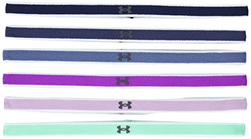Under Armour Girls' Mini Headbands 6-Pack, (410) Midnight Navy / Tempered Steel / Metallic Pewter, One Size Fits All
