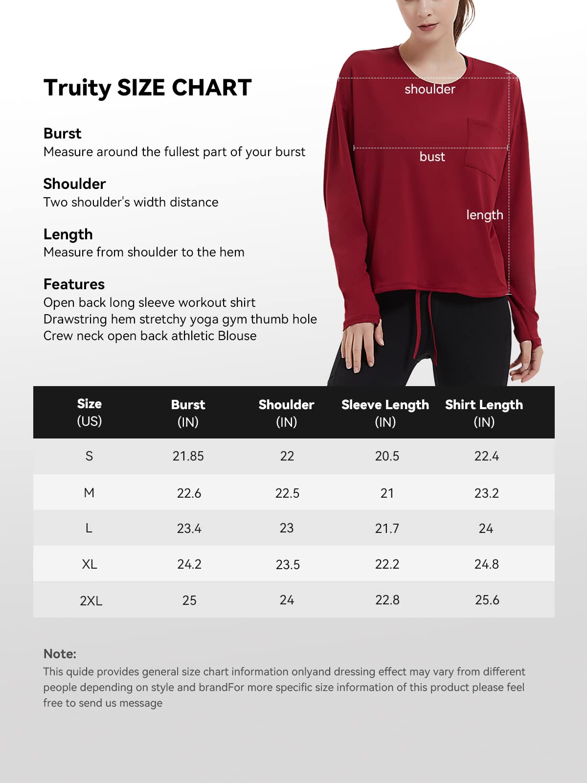 Women Long Sleeve Open Back Workout Yoga Shirts with Thumb Hole- Crew Neck Backless Athletic Loose Fit Gym Top Shirt Black