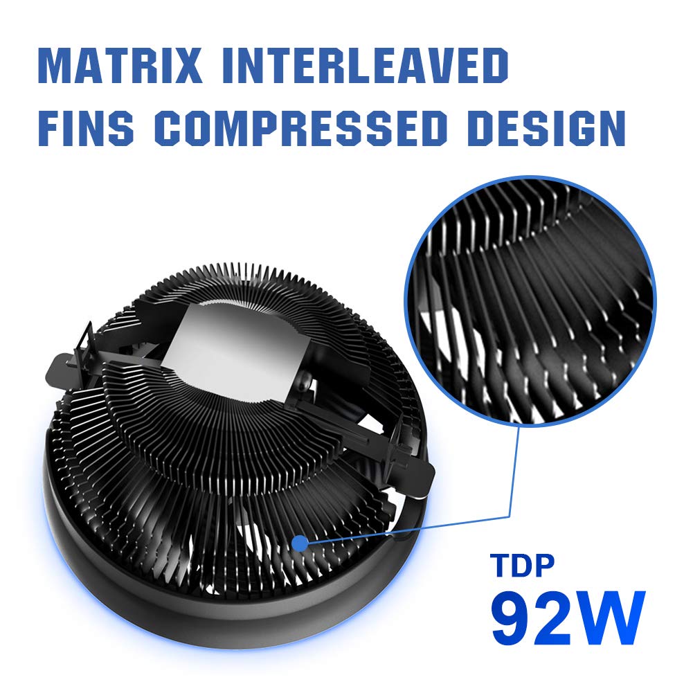PCCOOLER E126M B Low-Profile CPU Cooler with Quiet PWM Fan All-Round Cooling for Computer Case Corona LED Blue Frame
