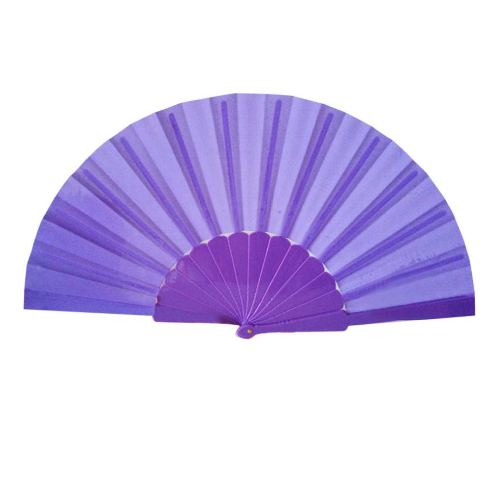 TEEGUI Pattern Folding Dance Wedding Party Lace Silk Folding Hand Held Solid Color Fan Portable Fan, One Size