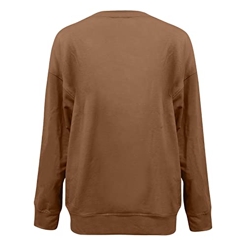 Women Round Neck Printing Blouses Autumn and Winter Fashion Long Sleeve Pullover Cute Casual Sweatshirt