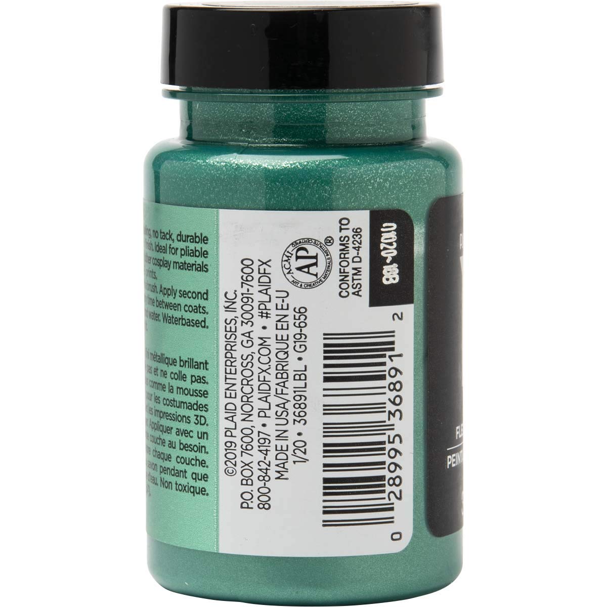 PlaidFX Metallic Flexible Acrylic Paint Ideal for Pliable Surfaces and Cosplay Costumes, Non-Cracking or Peeling, No-Tack, Durable, 3 oz, Emerald