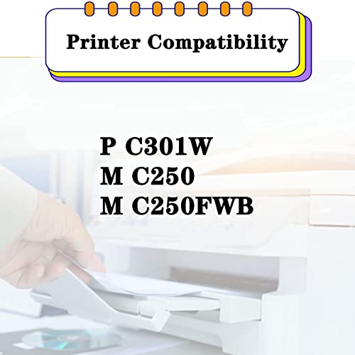 OGLU Compatible M C250 408352 408353 408354 408355 Toner Cartridge Replacement for Ricoh P C301W M C250 M C250FWB Printer Magenta