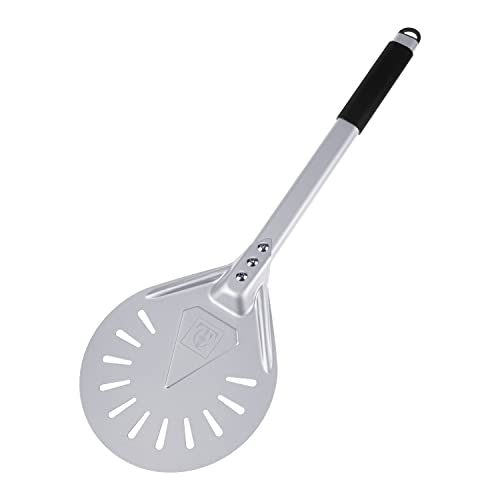 TC Logo Pizza Turning Peel-Premium Pizza Paddle with Non-Slip Rubber-Covered Handle –Heavy-Duty Turning Peel with Aluminum Plate – Ergonomic and Lightweight Design 8-inch.