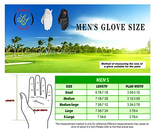SIMPLE SYMBOL Men's Golf Glove Left Hand High Grade Leather Three Pack (L/Beige, S, Left)