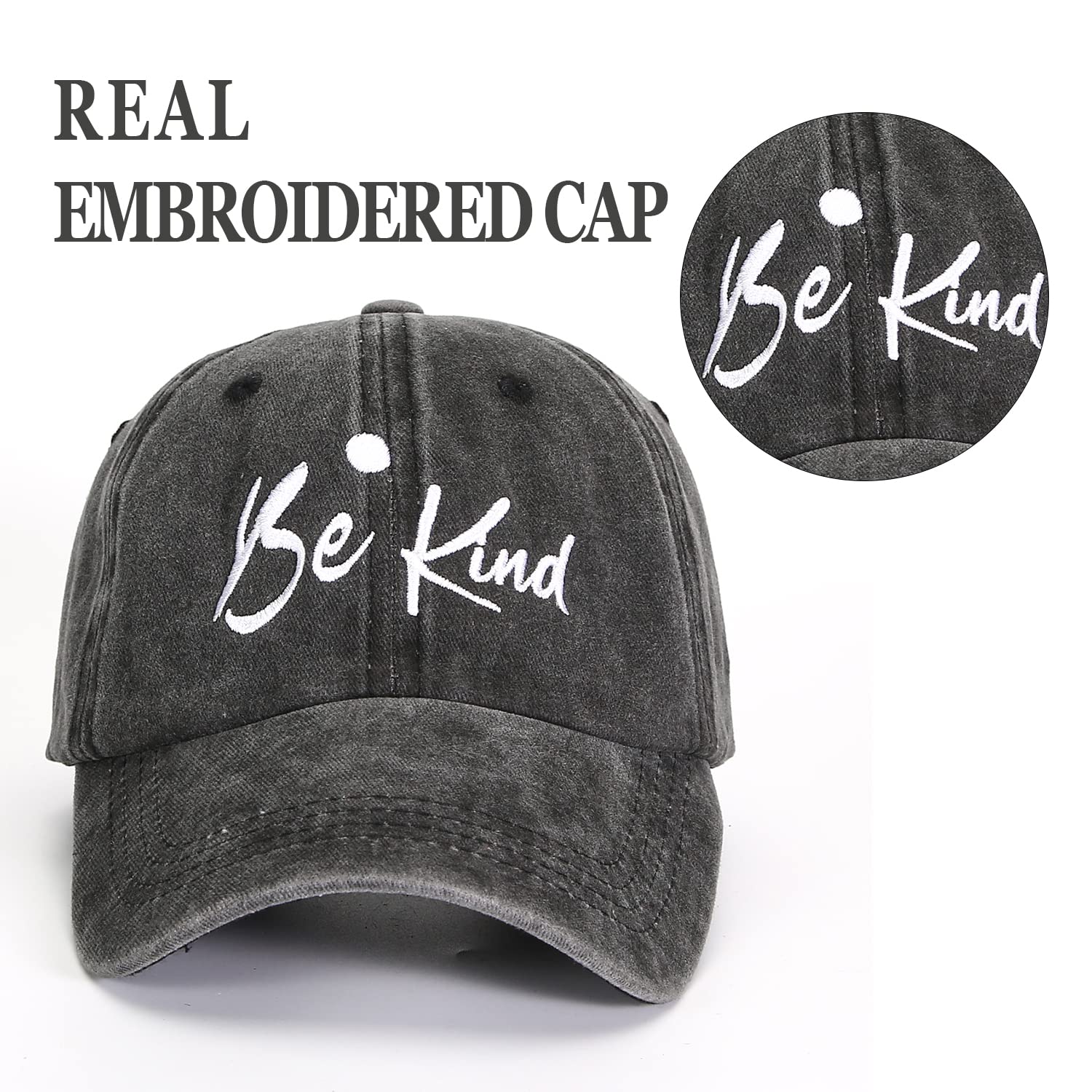 TUREIOP Embroidered Bee Be Kind Baseball Cap Hat Fun Baseball Cap Cool Trucker Hat Outdoor Camping Gift Accessories Snapback