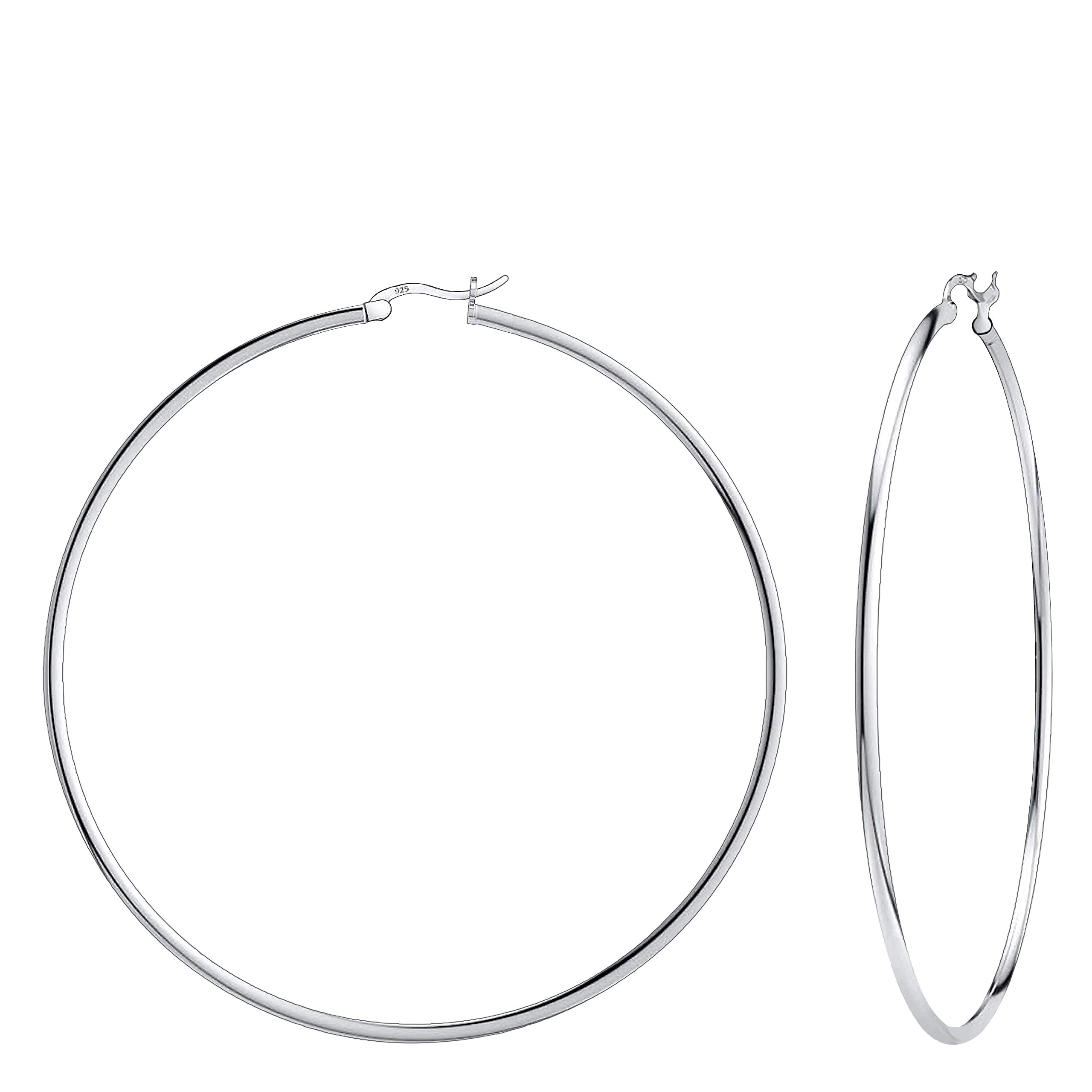 Savlano 925 Sterling silver Round Hoop Earrings for Women Comes in 30MM-65MM (65)