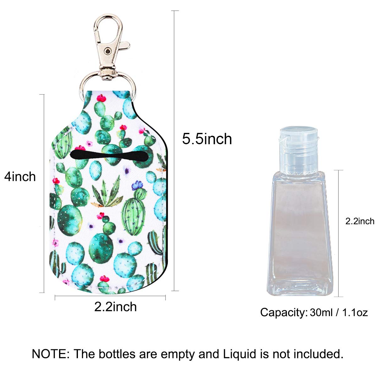 Portable Travel Bottles, 5PCS Hand Sanitizer Holder Leakproof Refillable Empty Bottles with Flip Cap for Shampoo Body Wash Liquids Squeezable Bottles for Outdoor Activities, School (Style B)