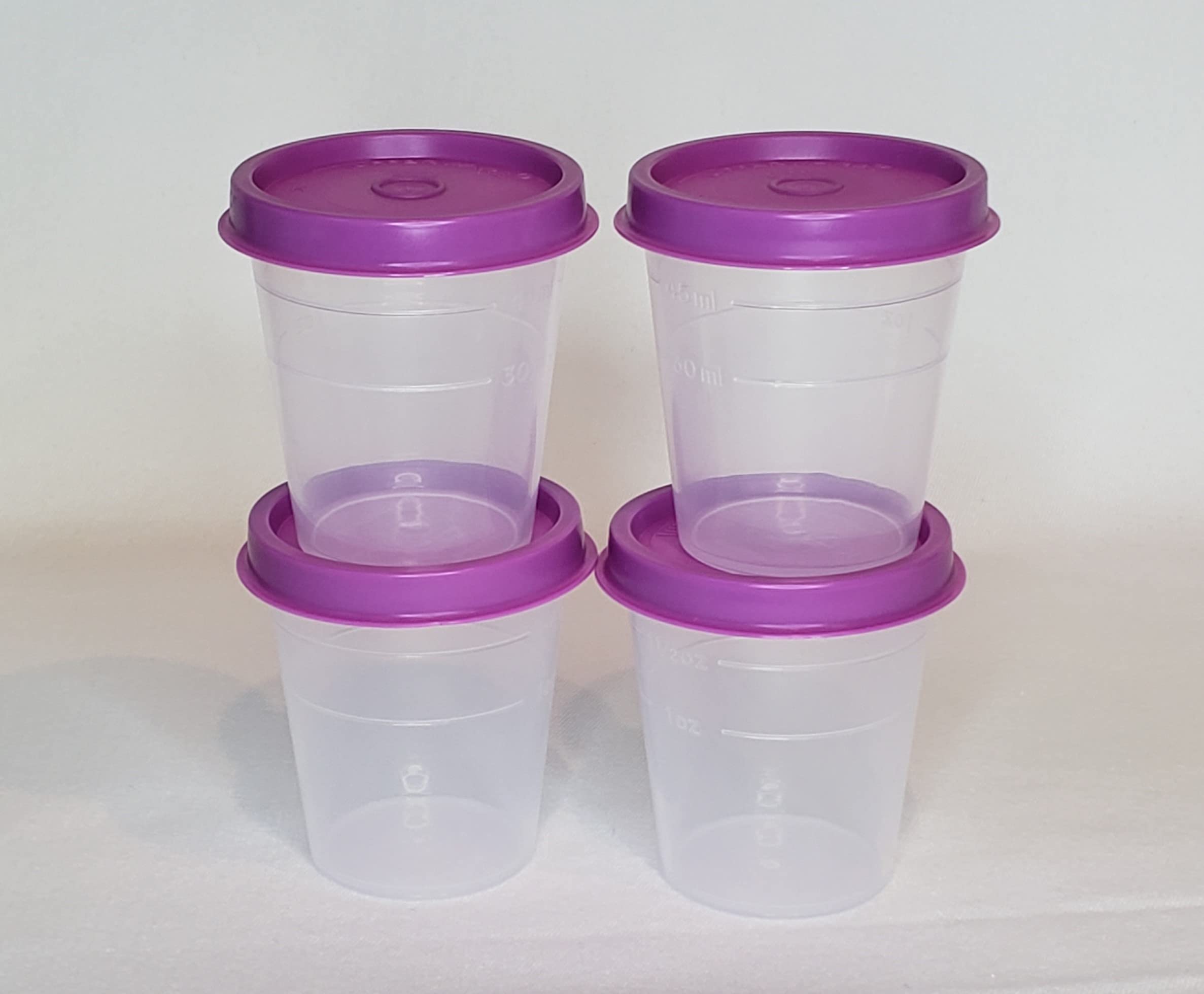 Tupperware Set of 4 Midgets with Purple Colored Seals (2 Oz Size)