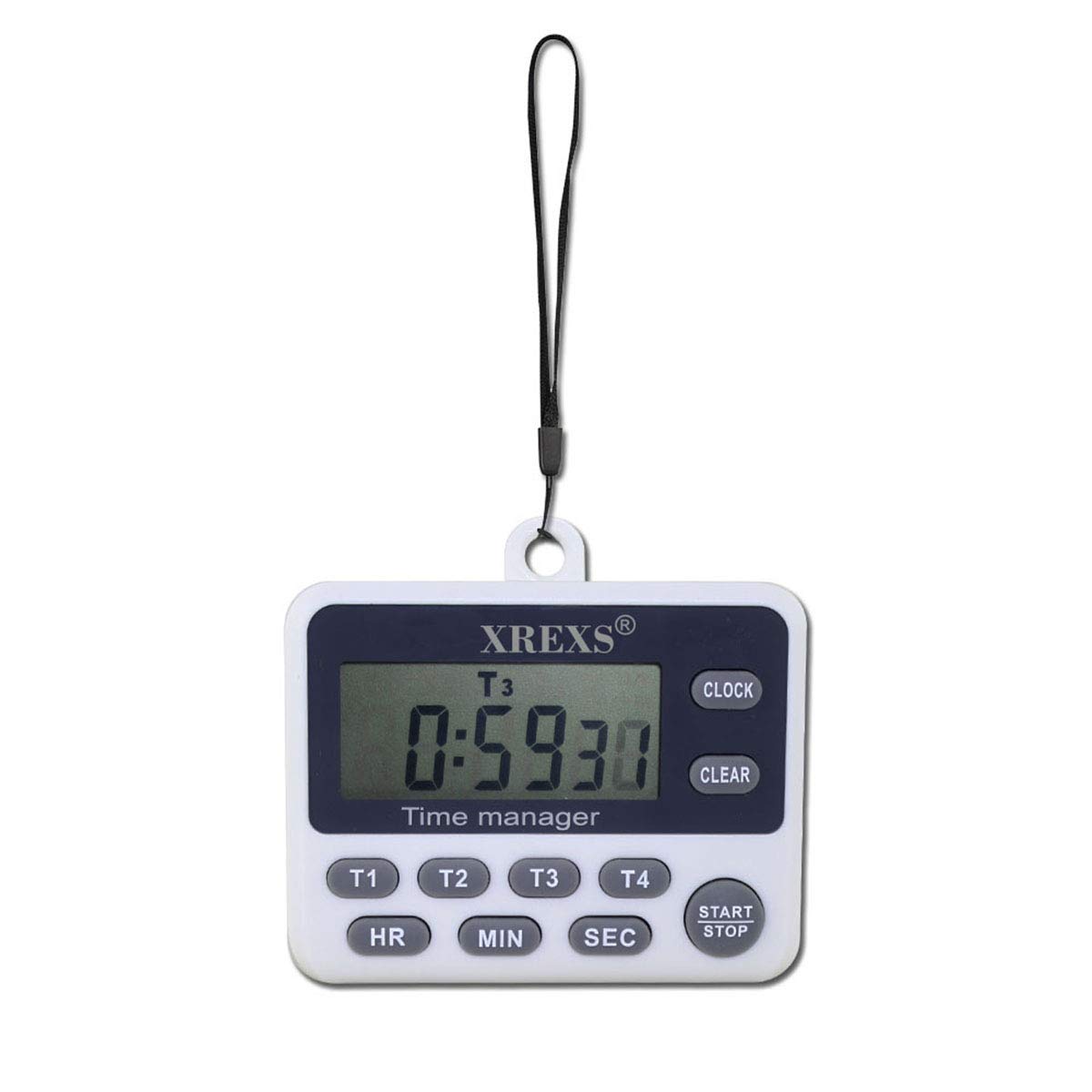 XREXS 4 Channels Digital Kitchen Timer Clock, Cooking Timer with Large LCD Display, 4 Groups Simultaneous Timing Countdown Up Pocket Timer, Magnetic Attachable (Battery Included) (396)