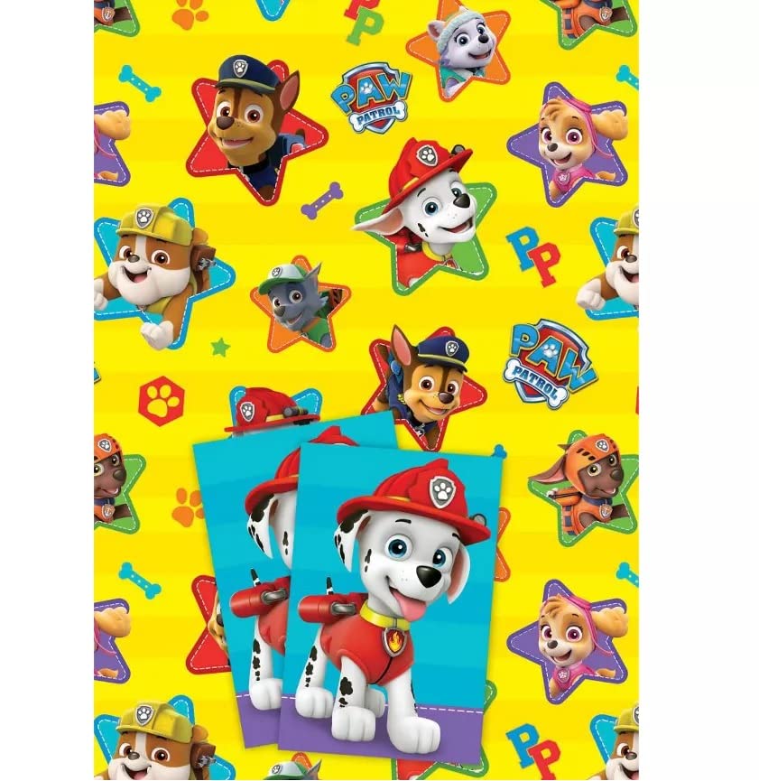 Paw Patrol Gift Wrap 2 Sheet And 2 Gift Tags