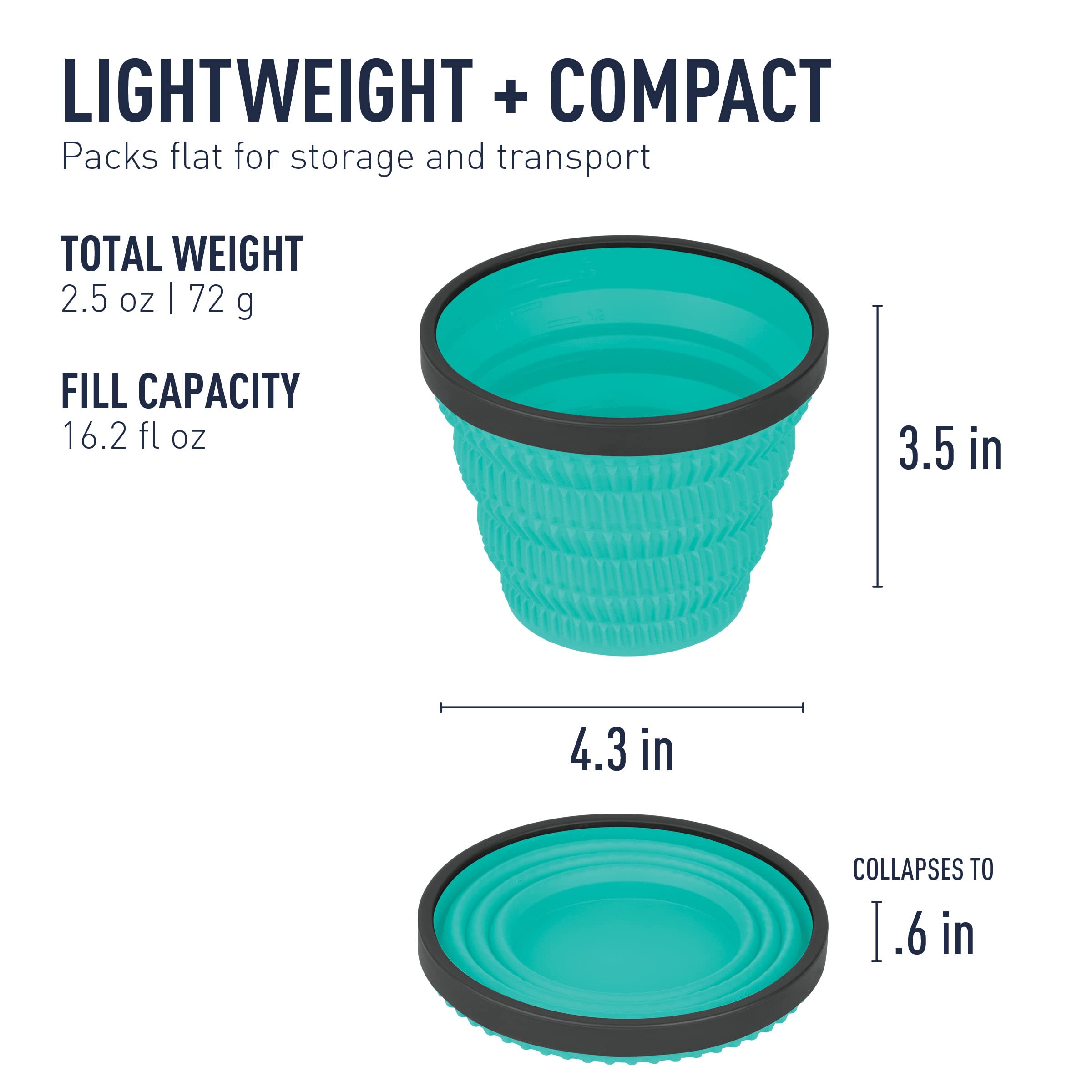 Sea to Summit X-Series Collapsible Silicone Cool Grip Camping Drinkware, Mug (16 oz), Charcoal