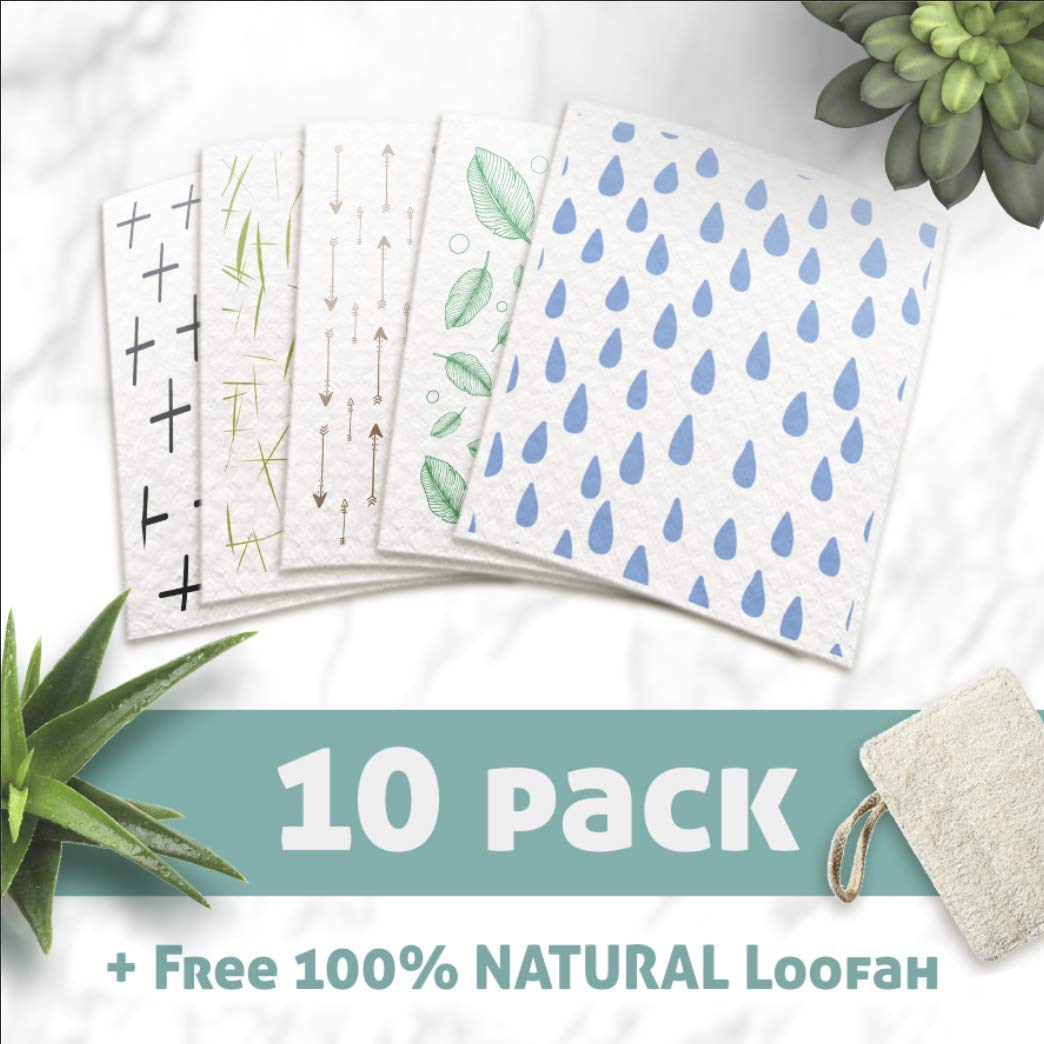 Swedish Dishcloths for Kitchen 10 Pack | Swedish Dishcloth | Swedish Dish Cloth | Reusable Paper Towels Washable | Sweedish Dish Rags | European Dish Cloth | Swedish Dish Clothes |