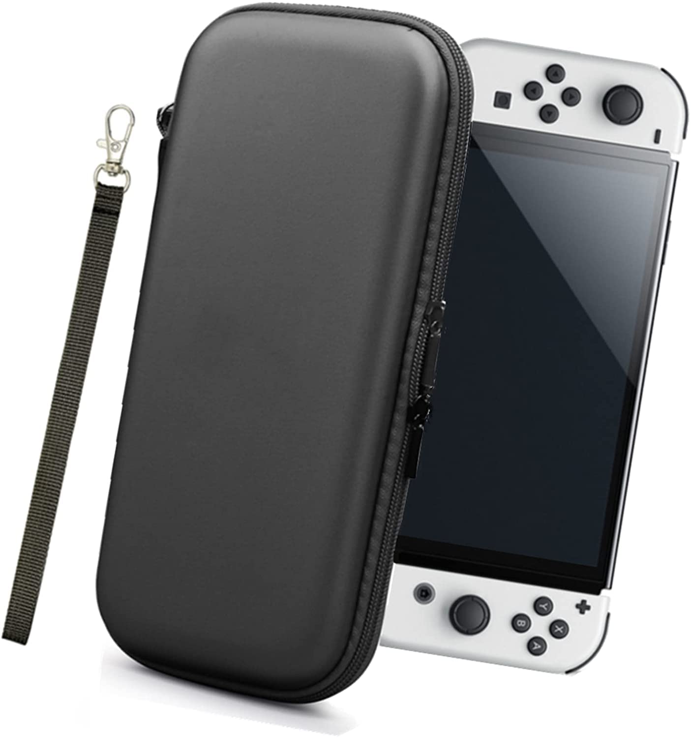Switch Carrying Case Compatible with Nintendo Switch and New Switch OLED Console, Portable Hard Shell Pouch Carrying Travel Game Bag for Switch Accessories Holds 10 Game Cartridge, Black