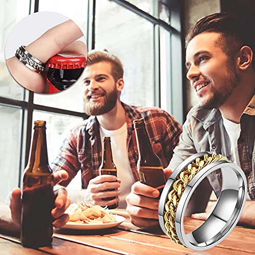 Stainless Steel Anxiety Ring for Women Men Size 6 13 Width 8MM 6 Color Exquisite Ring Black Sand Blasted (#A-blue, 9)