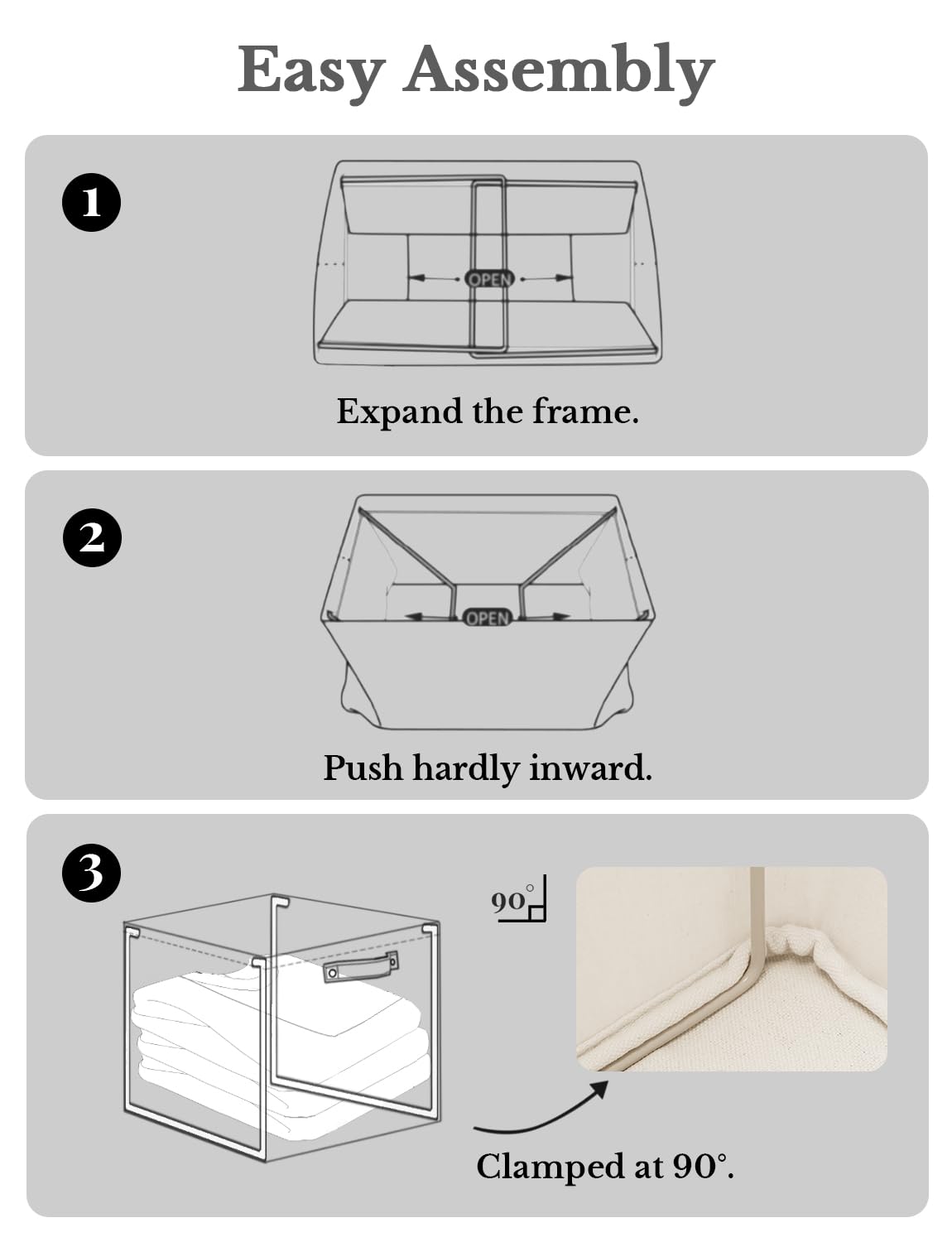 StorageWorks 13x13 Storage Cubes, Collapsible Storage Bins Organizer for Closet, Fabric Storage Box with PU Handles, Beige, 4-Pack