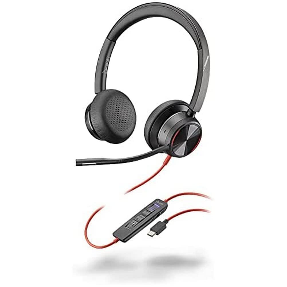 Plantronics Poly - Blackwire 8225 Wired Headset with Boom Mic Dual-Ear (Stereo) Computer Headset - USB-C to Connect to Your PC/Mac - Active Noise Canceling-Works with Teams (Certified), Zoom &More