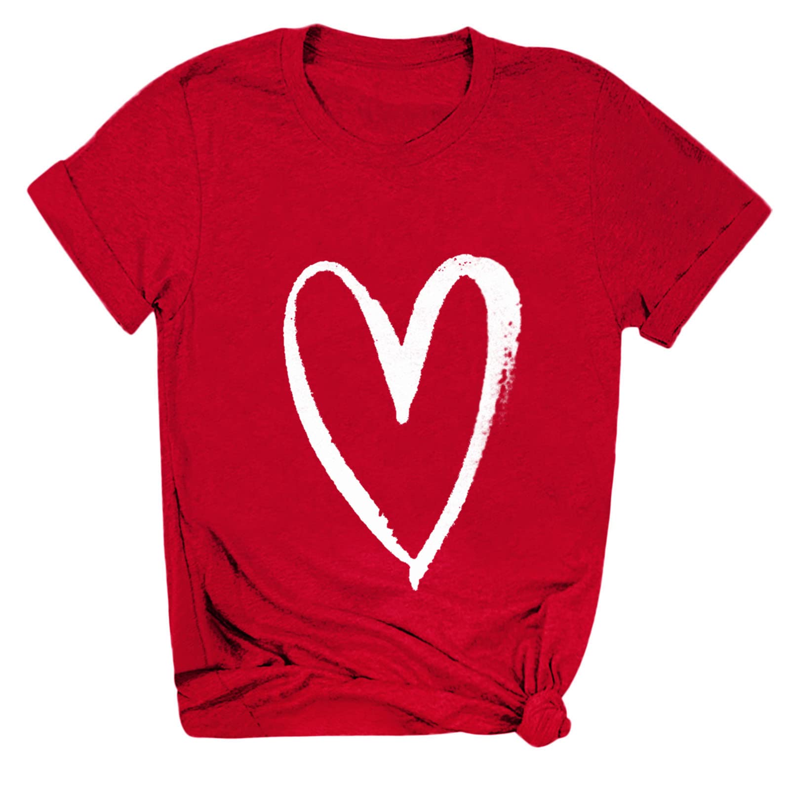 Womens Running Shirts Loose Fit Womens Sleeve Bleached Love Tee Day Shirt Short Blouse Print Valentine T Tops Women's,Comprar Devoluciones Red-b