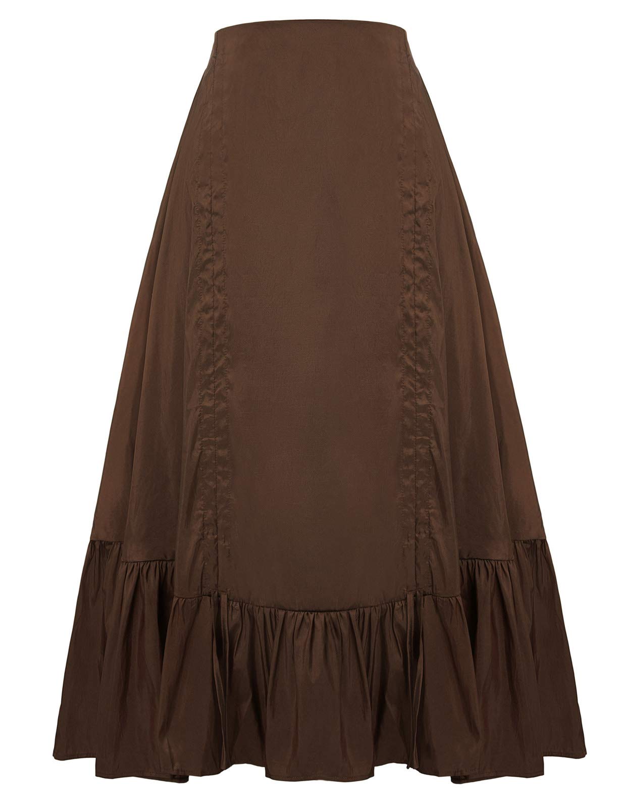 Scarlet Darkness Women Gothic Steampunk Pirate Skirt Victorian Bustle Skirts High-Low Brown L