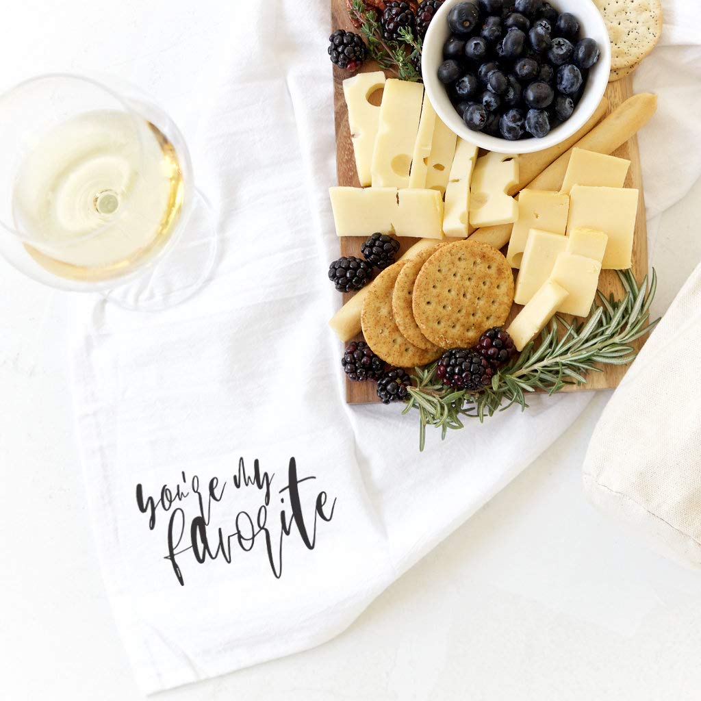 The Cotton & Canvas Co. You're My Favorite Soft and Absorbent Kitchen Tea Towel, Flour Sack Towel and Dish Cloth, for Her