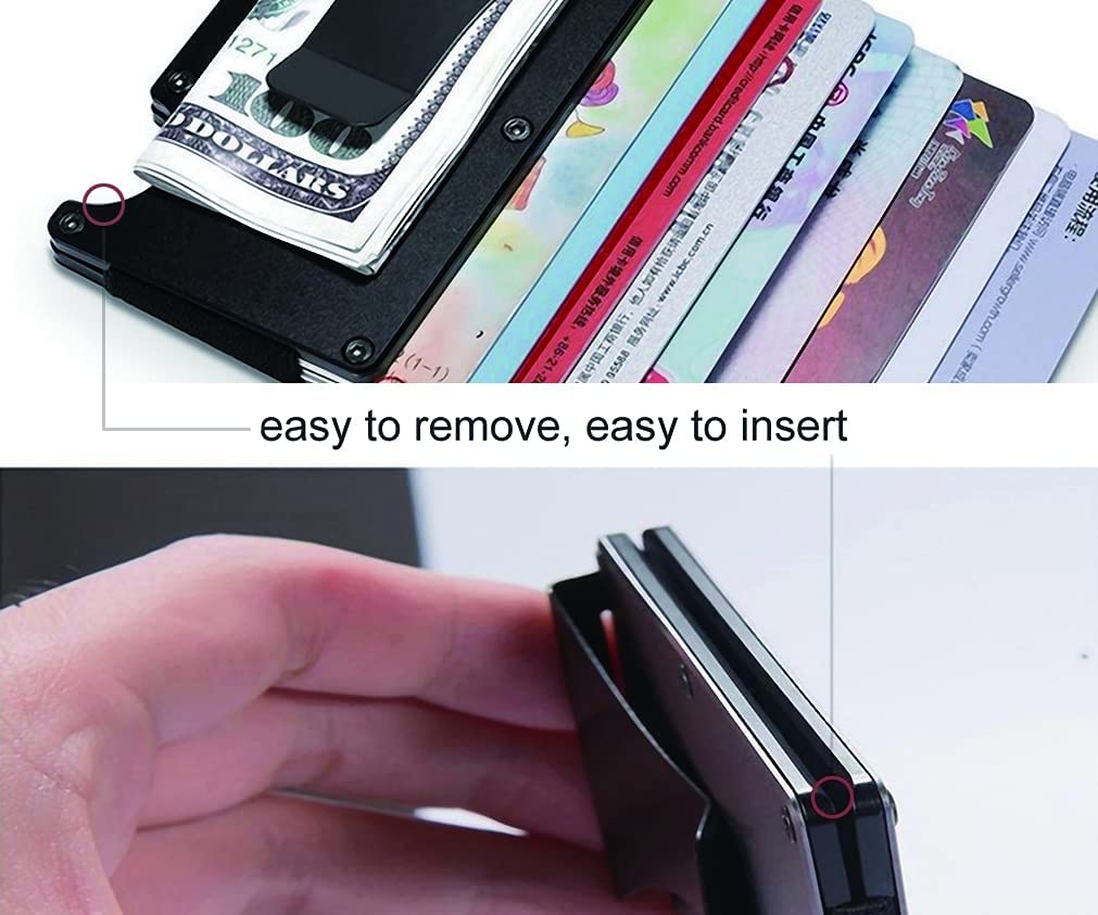 VMSTRCO Cool Man Bat Engraved Pattern Minimalist RFID Blocking Money Clip Pocket Aluminum Slim Metal Wallet for Men Credit Card Holder