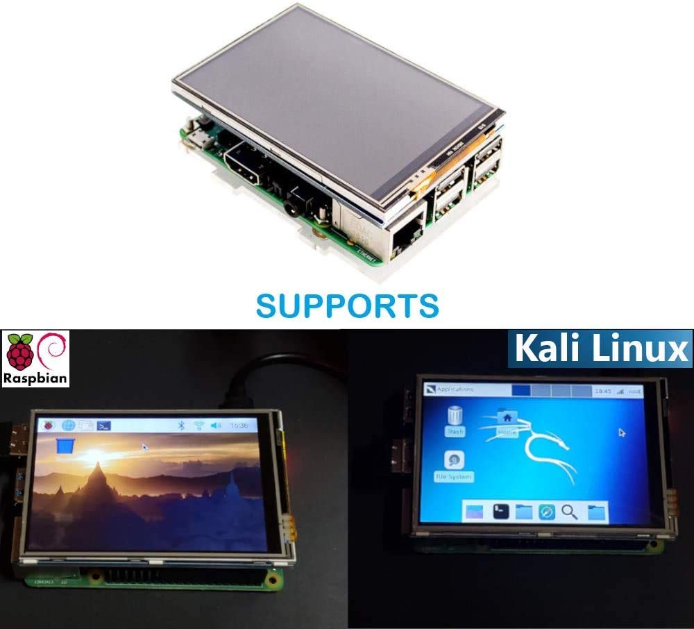 SaharaMicro 3.5 inch 480x320 TFT LCD Touch Screen 3.5inch RPi LCD with Touch Pen for Raspberry Pi 3 Model B+ / B & for Latest Raspberry Pi 4 Model B - Easy Install with Raspbian/Kali OS