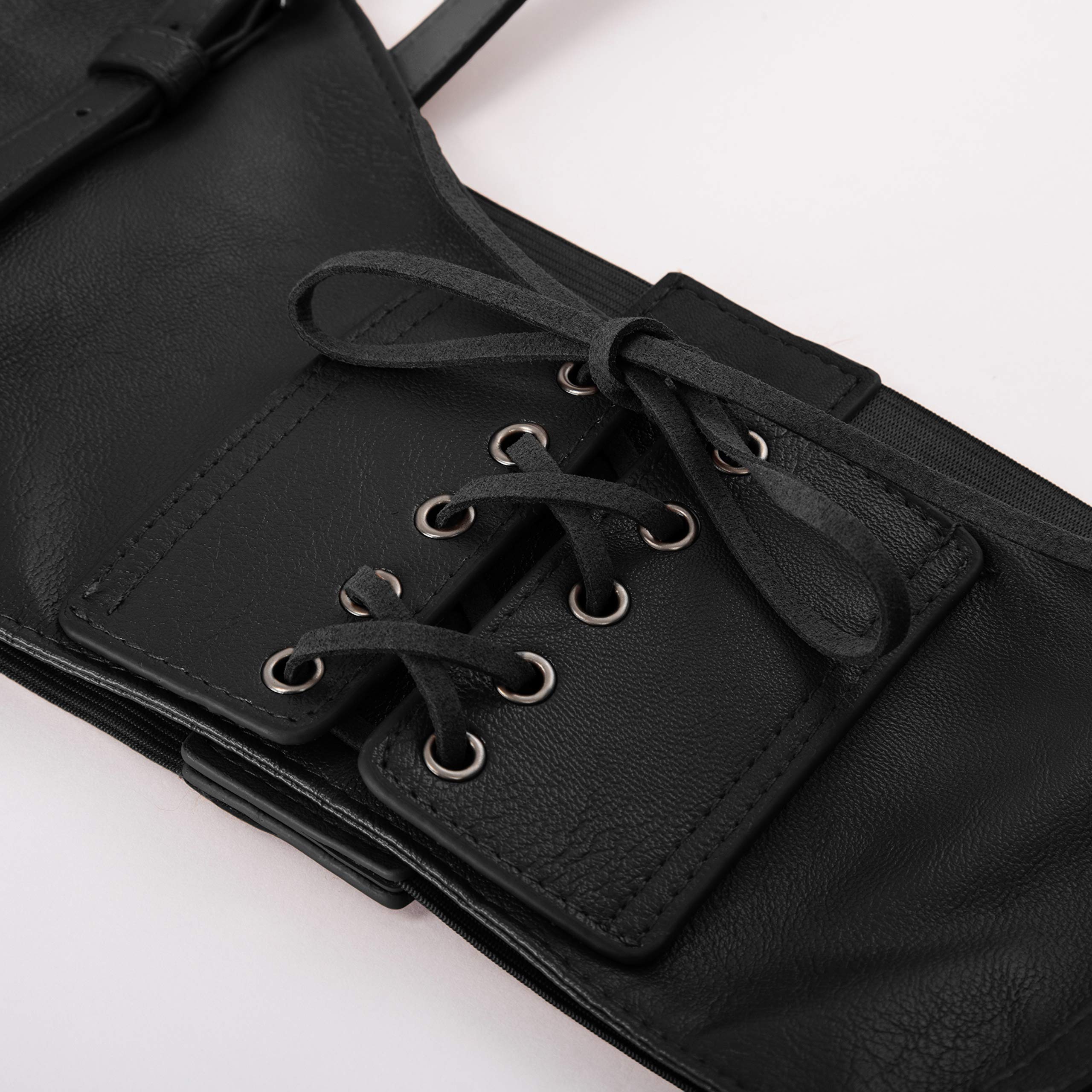 Scarlet Darkness Women Elastic Cincher Belt Corset Underbust Faux Leather Corset Belt Black S