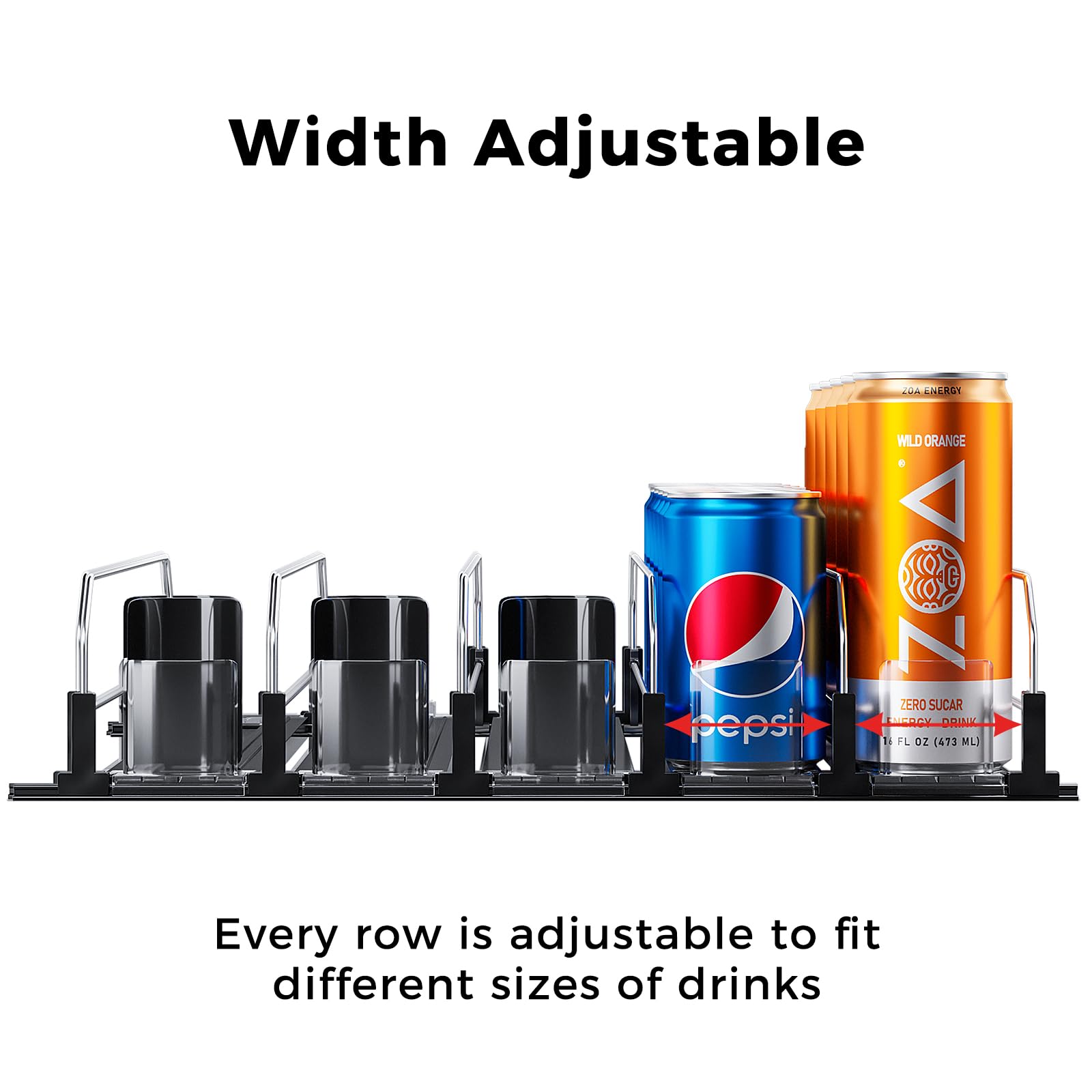 Puricon 2 Pack Skinny Can Drink Dispenser Organizer for Refrigerator Bundle with Drink Organizer for Fridge Pusher Glide