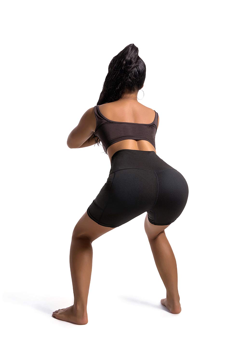 QYQ Biker Shorts for Women - 8" Soft Stretch Athletic Summer Shorts for Under Dresses Workout Running Cycling Yoga(4" Black,Large)