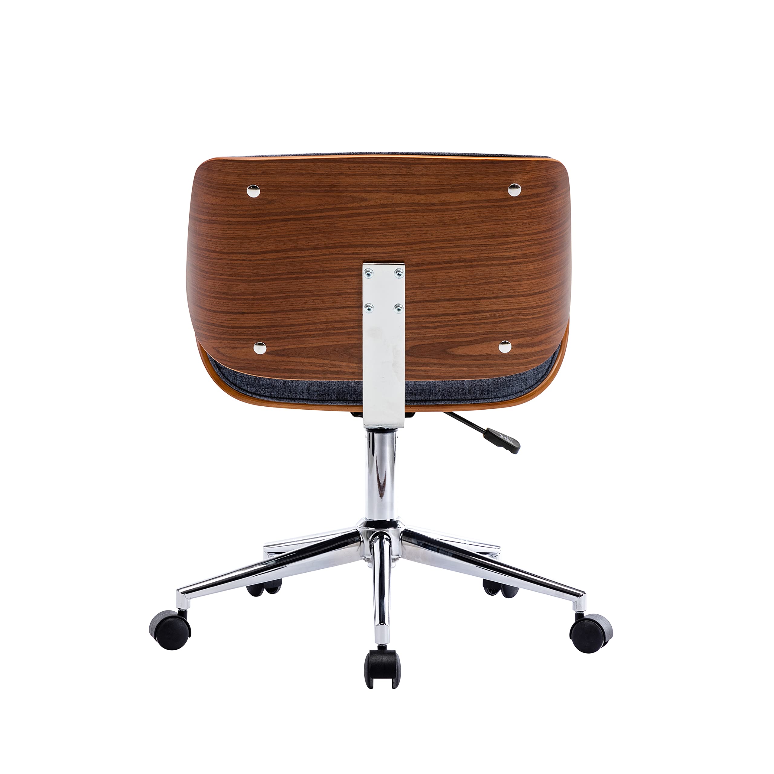 Porthos Home Nadia Office Chair, Awesome Bentwood Style Seat, Soft Fabric Upholstery, Sturdy Chrome Base with Roller Wheels, 360 Degree Swivel, Height Adjustable