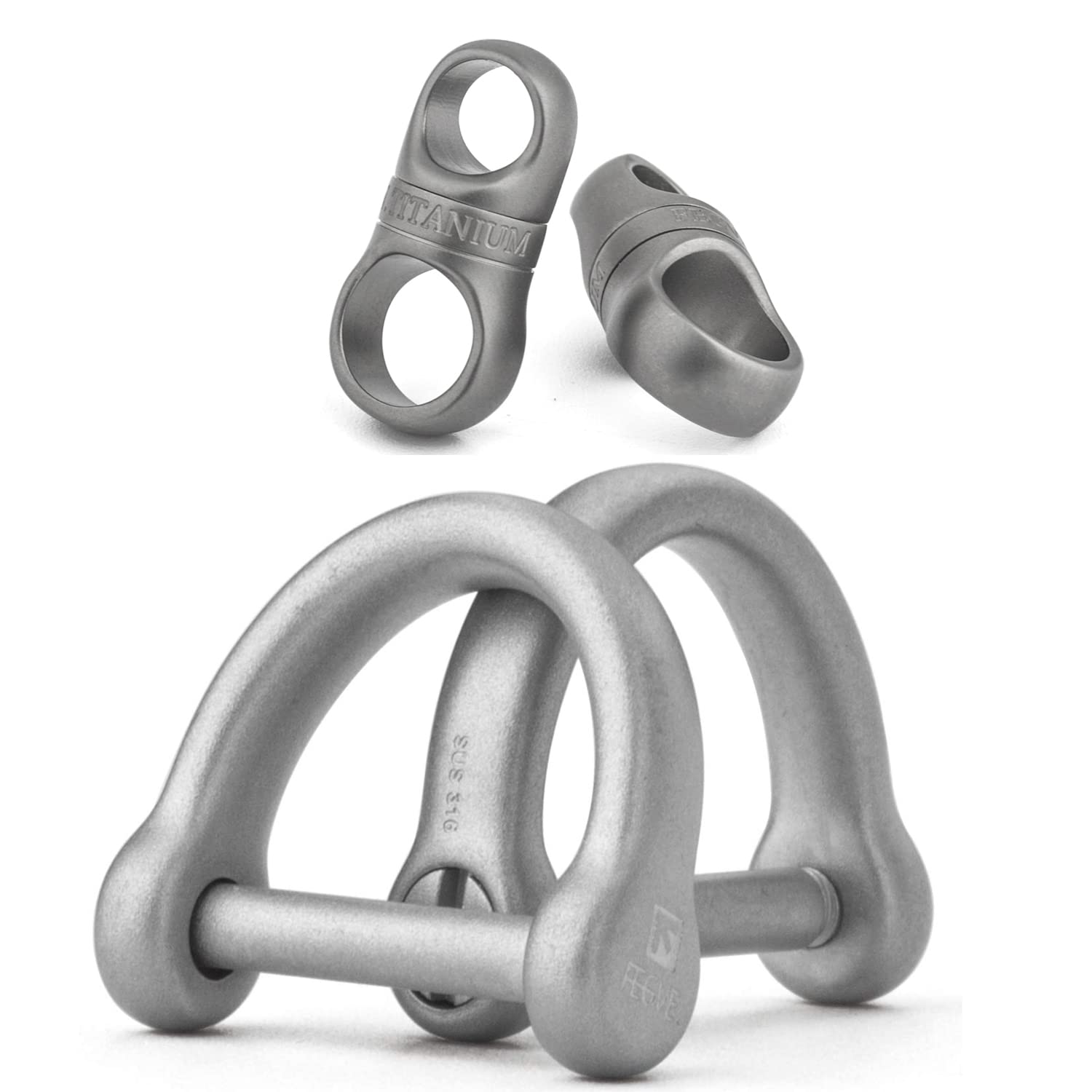 TISUR Titanium Key Chains Rings Connector 2PCS Stainless Steel D-Rings (S)