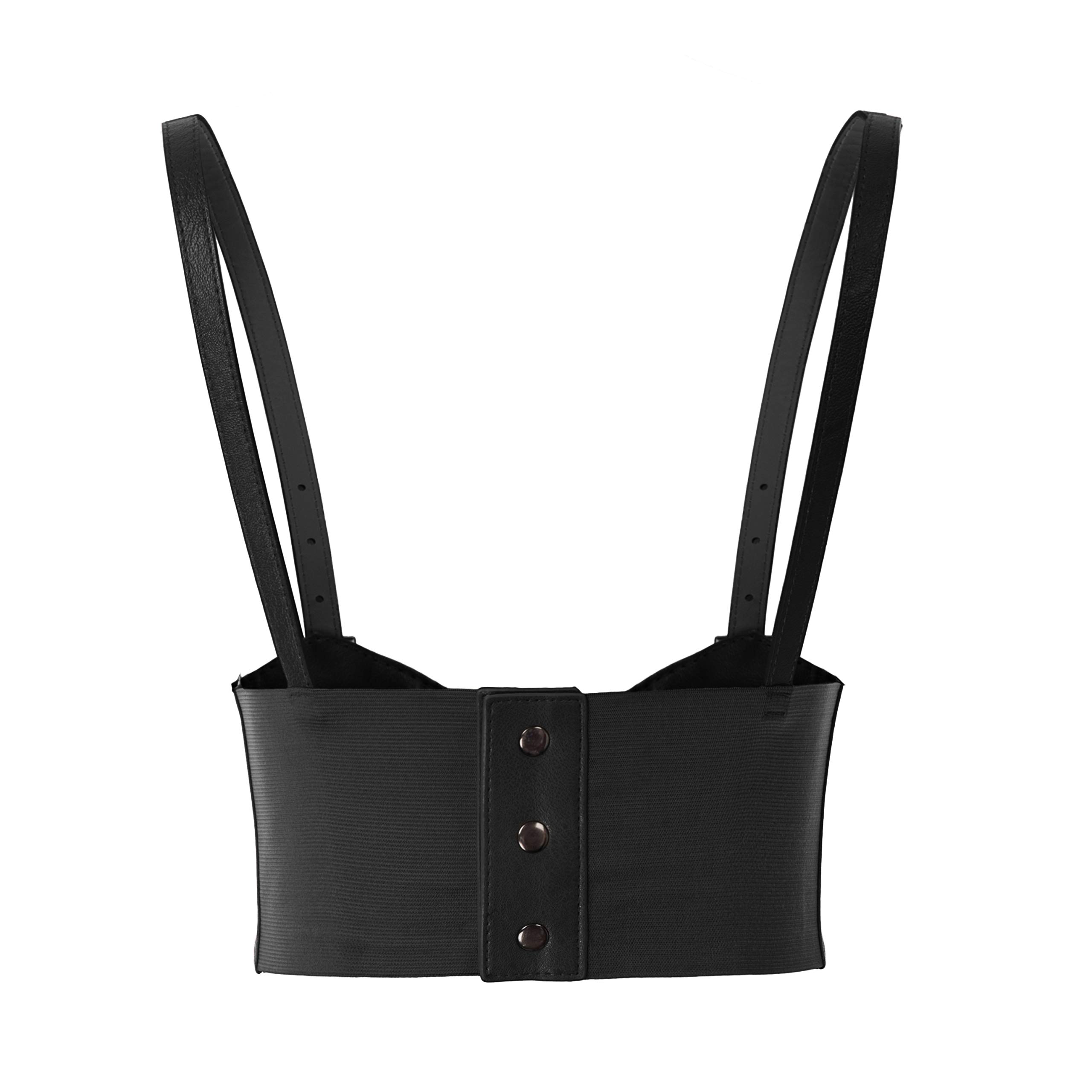 Scarlet Darkness Women Elastic Cincher Belt Corset Underbust Faux Leather Corset Belt Black S
