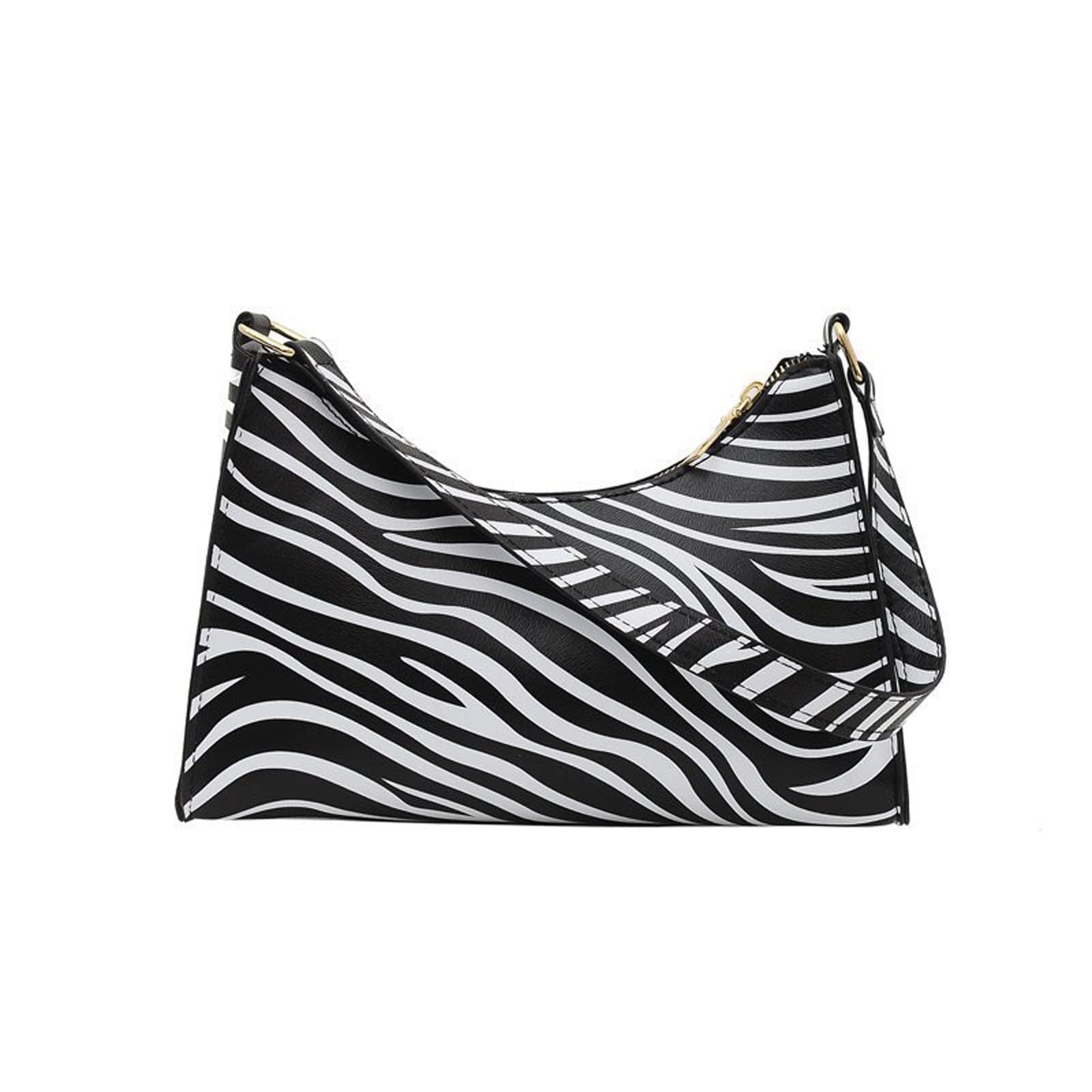 Zebra Print Shoulder Purse for Women, Retro Classic Clutch HandBag Zipper (Zebra Print)