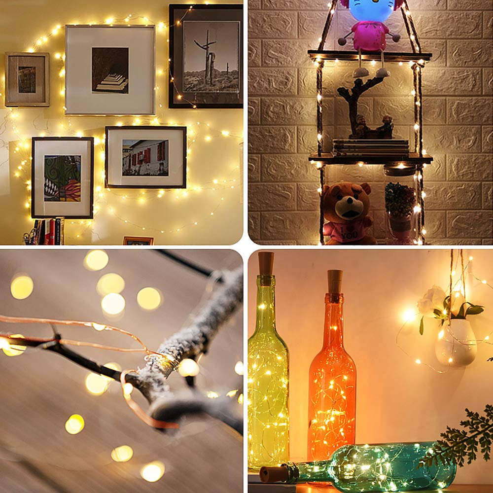 Olafus 16 Pack Warm White and Multicolo Fairy Lights Battery Operated, Mini Starry String Light Waterproof IP68, 7ft 20 LED Firefly Starry Light Copper Wire for Christmas Decorations Wedding Party DIY
