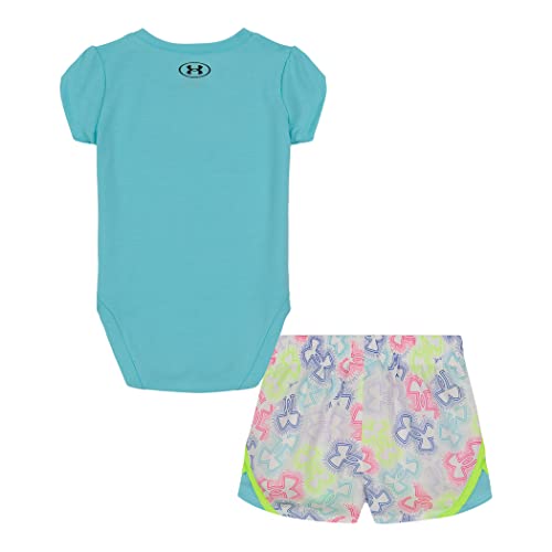 Under Armour Mens Sleeve Set, Durable Stretch Lightweight T-Shirt And Short Set, Blue Foam Logo, 18 Months US