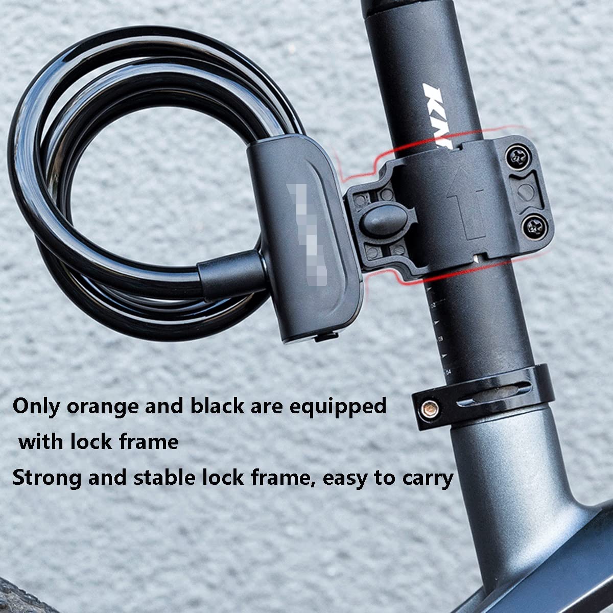 UFFD Bike Lock, Bike Locks Cable Lock Coiled Secure Keys Bike Cable Lock with Mounting Bracket, 0.55Inch Diameter (Color : Black, Size : 110CMX14MM)