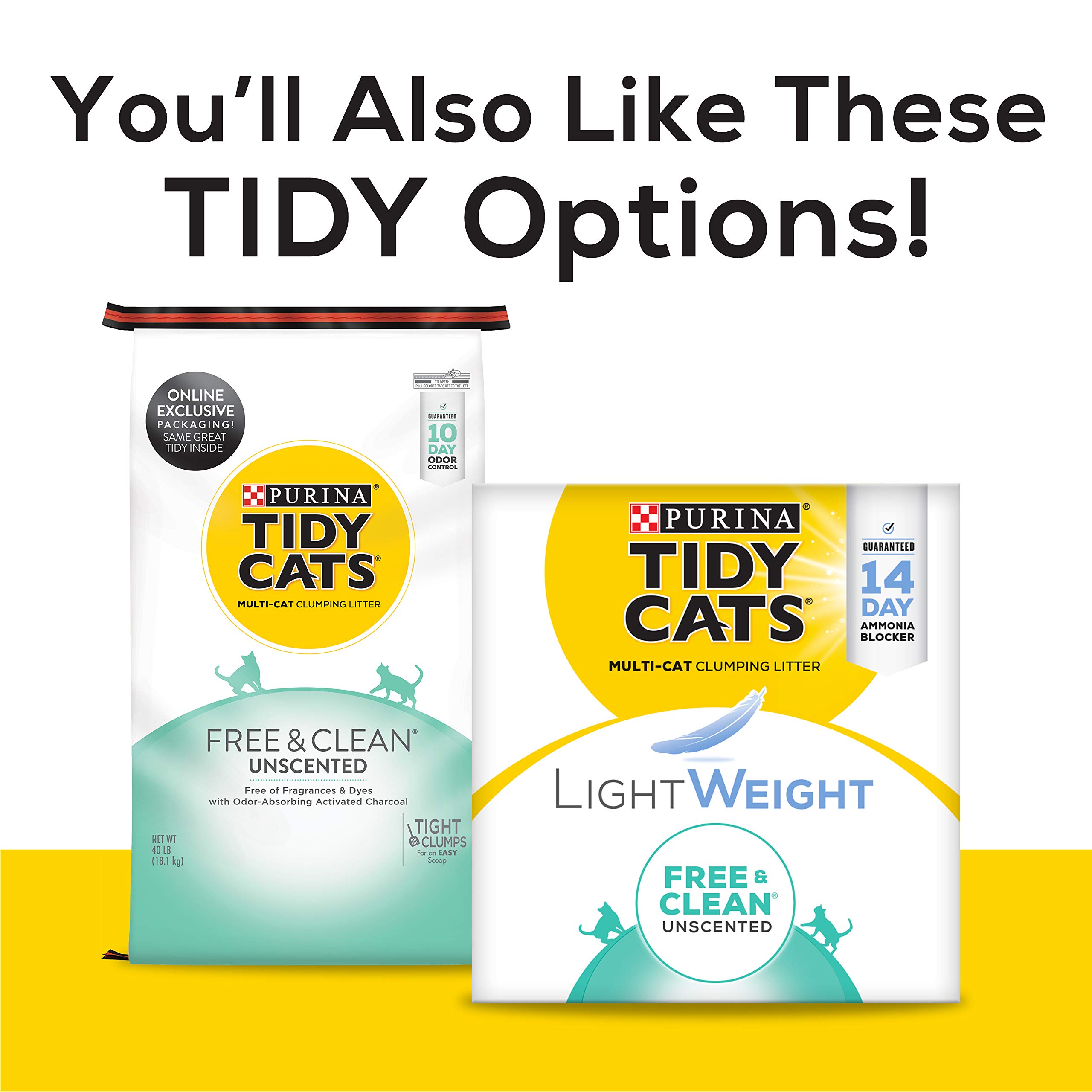 Purina Tidy Cats Unscented, Clumping, Natural Cat Litter, Naturally Strong Clay Multi Cat Litter - (4) 12 lb. Bags
