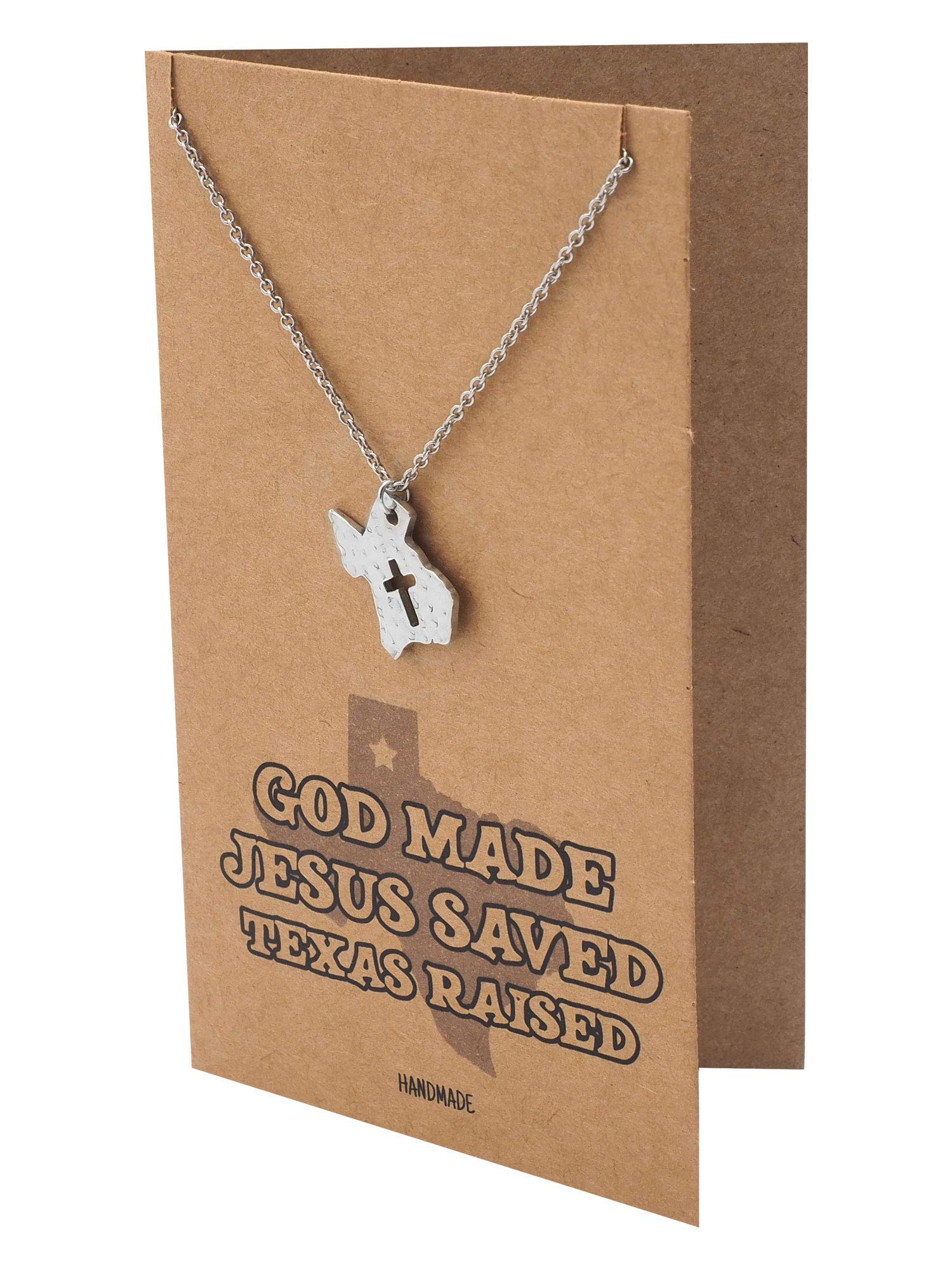 quan jewelry State Necklace, Lone Star Texas Pendant Charm, Texas Born Country Cross Inspirational Necklace - Handmade