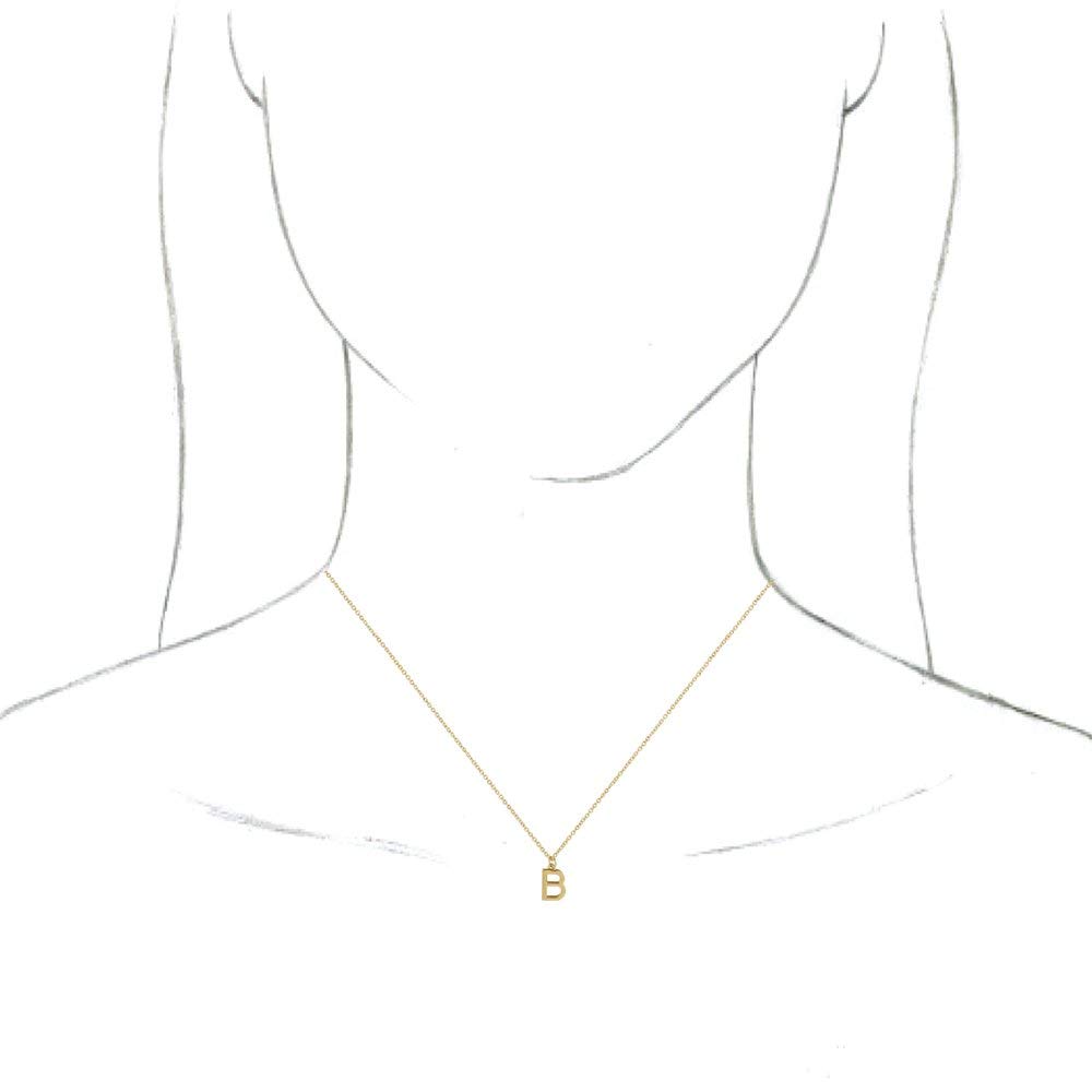 Solid 14k Yellow Gold Alphabet Initial Letter B Dangle Charm Pendant Chain Necklace 18" (9.5mm x 6.1mm)