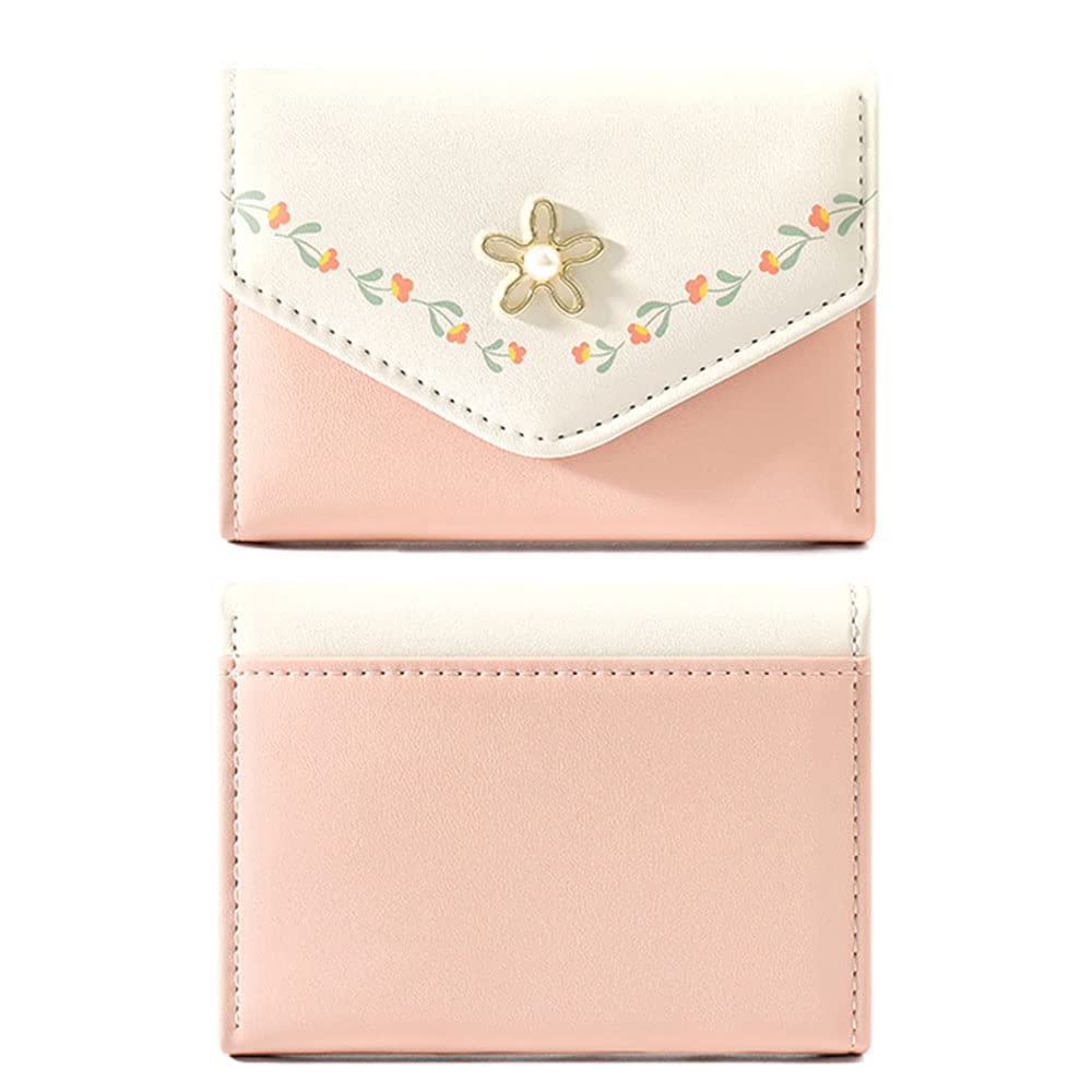 SUMGOGO Small Wallet for Women Slim Mini Card Holder Cute flower Gilrs Kids Wallets (Yellow)